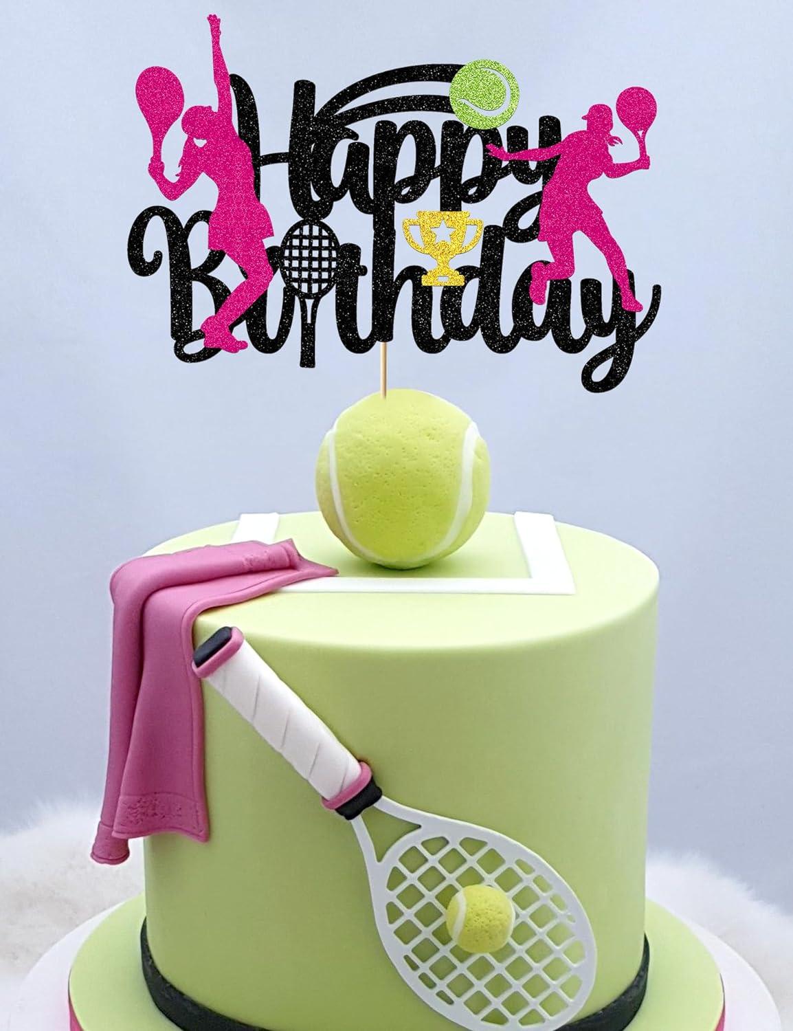 Women's Tennis Cake Topper for Girls Tennis Happy Birthday Cake Toppers ...