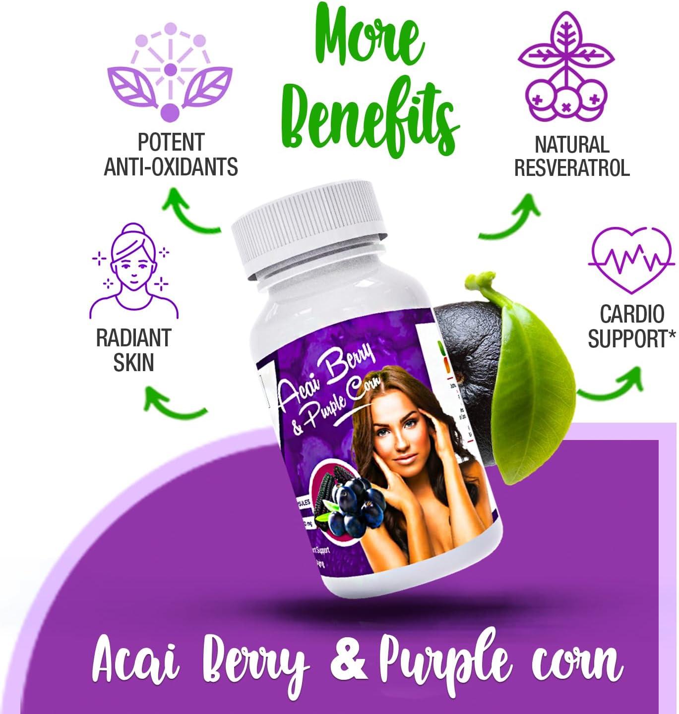 Acai with Purple Corn Capsules l 1000mg per Serving High Antioxidant ...