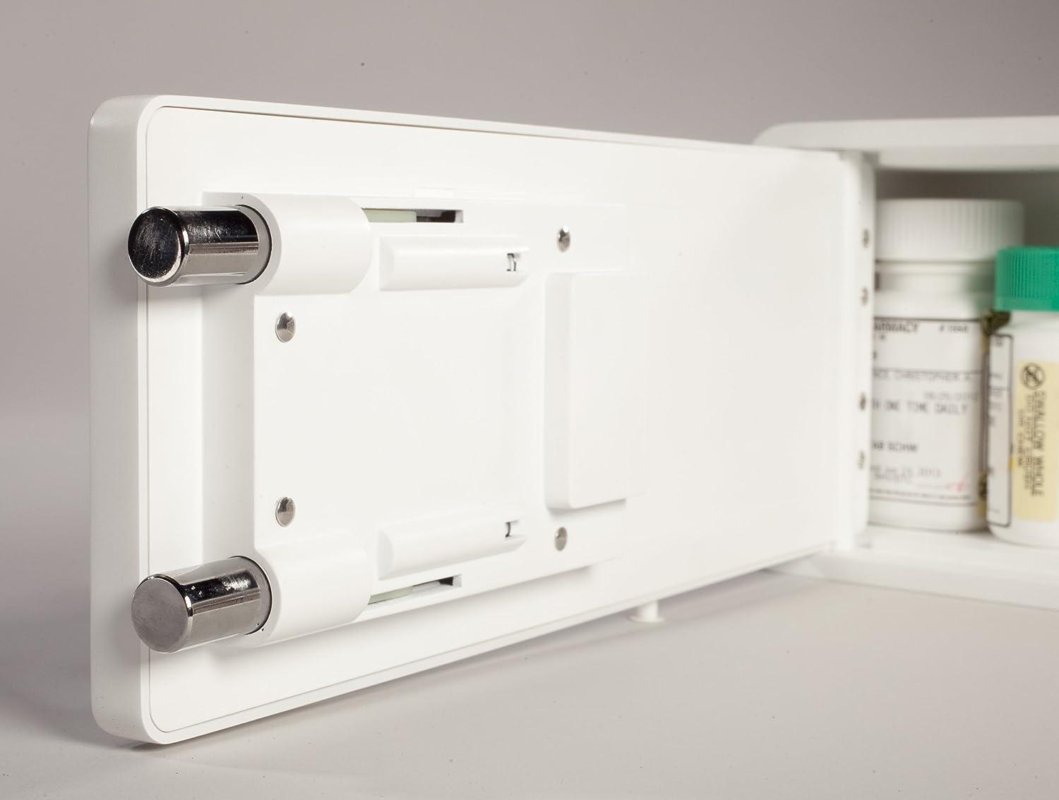 Medicine Safe-Barrel Key Lockbox in White | Secure Medication Storage ...