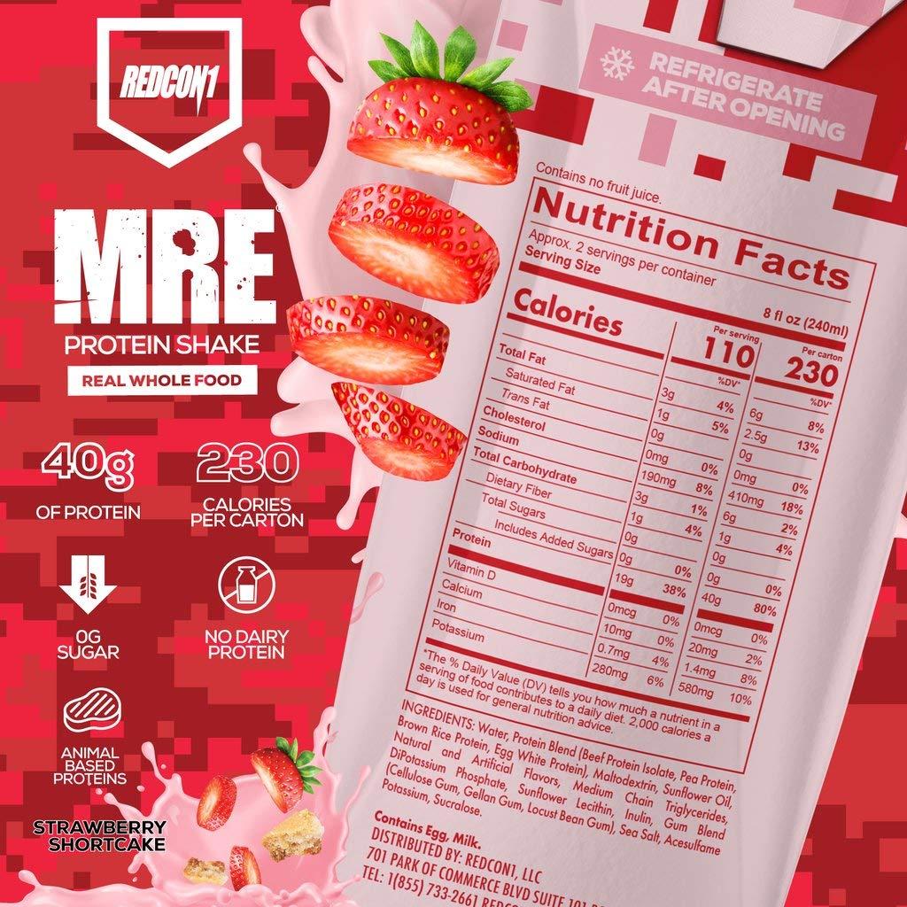 Redcon1 MRE Ready To Drink Protein Shake Strawberry Shortcake - Case of 12 | Buy Now in ...