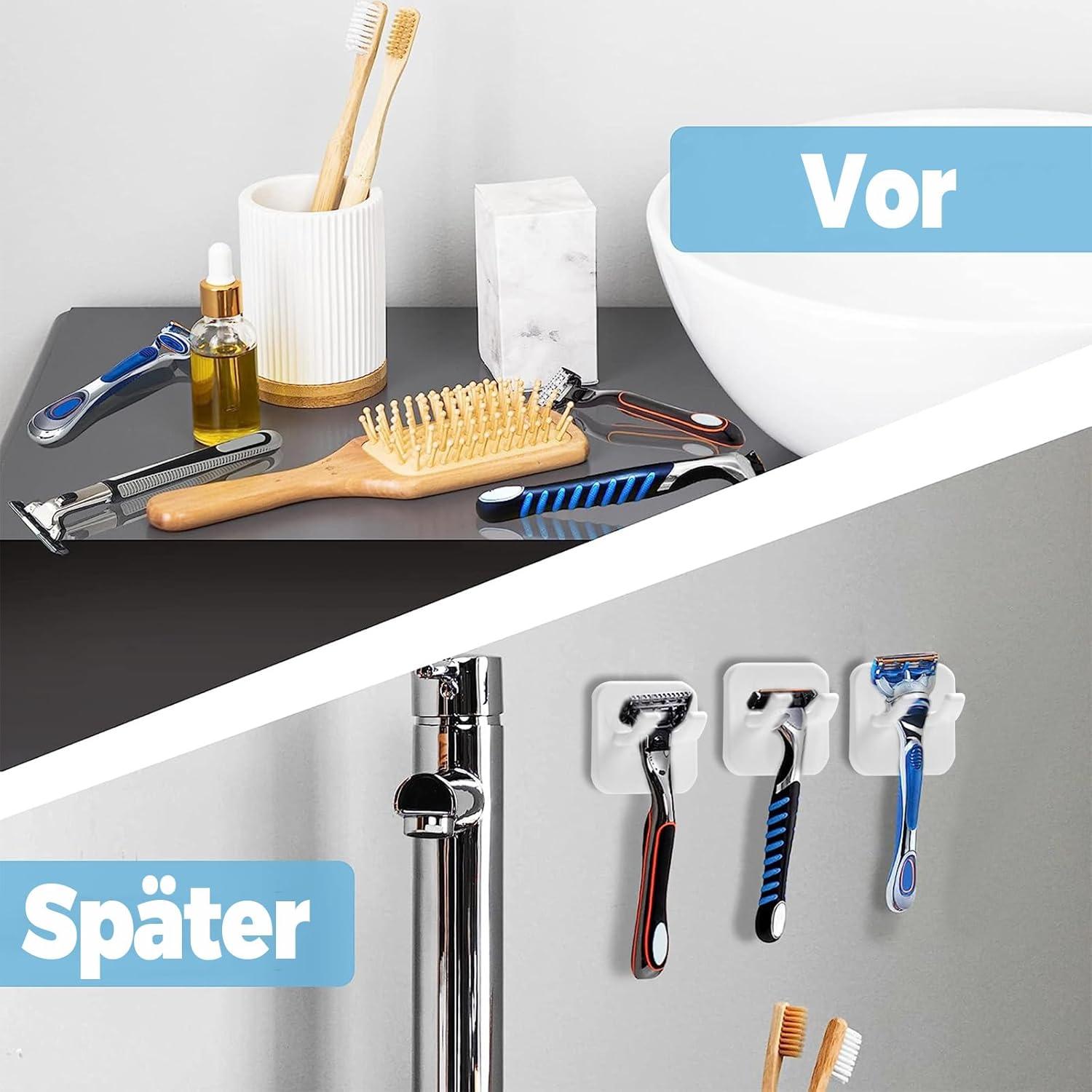 VIKY 4-Piece Razor Holder Shower Set | No Drill Self-Adhesive Bracket ...