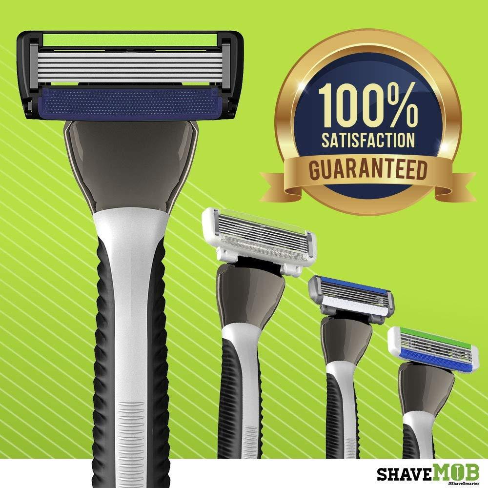 ShaveMOB 6-Blade Men's Razor Kit - Flex Head Handle with Trimmer + 12 ...