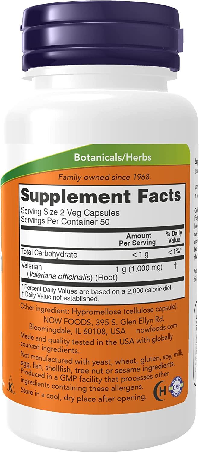 Now Supplements Valerian Root 500mg Herbal Supplement - 100 Veg ...