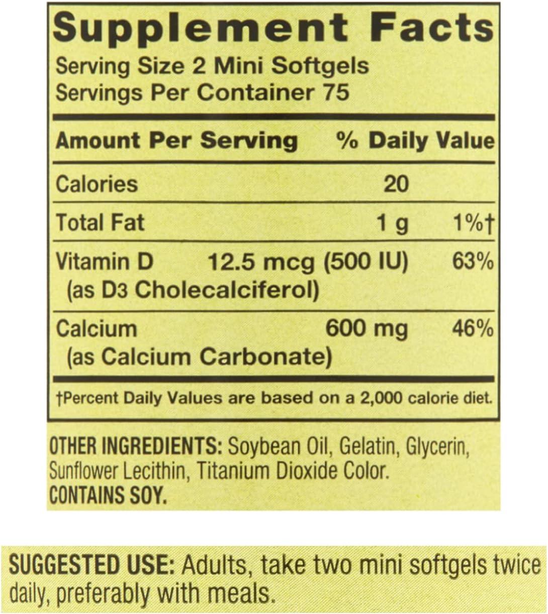 Spring Valley Calcium Plus Vitamin D3 150 Mini Softgels with STS ...