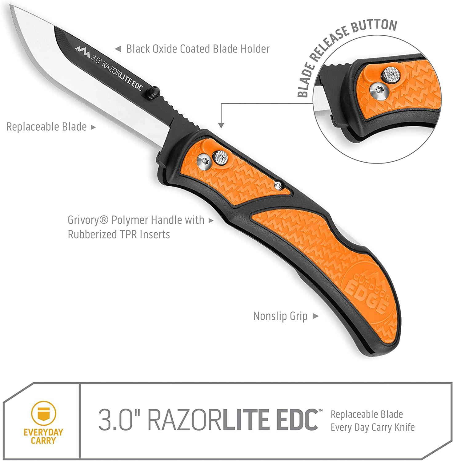 Outdoor Edge RazorLite EDC Folding Knife - Orange, 4 Blades | Buy Now ...