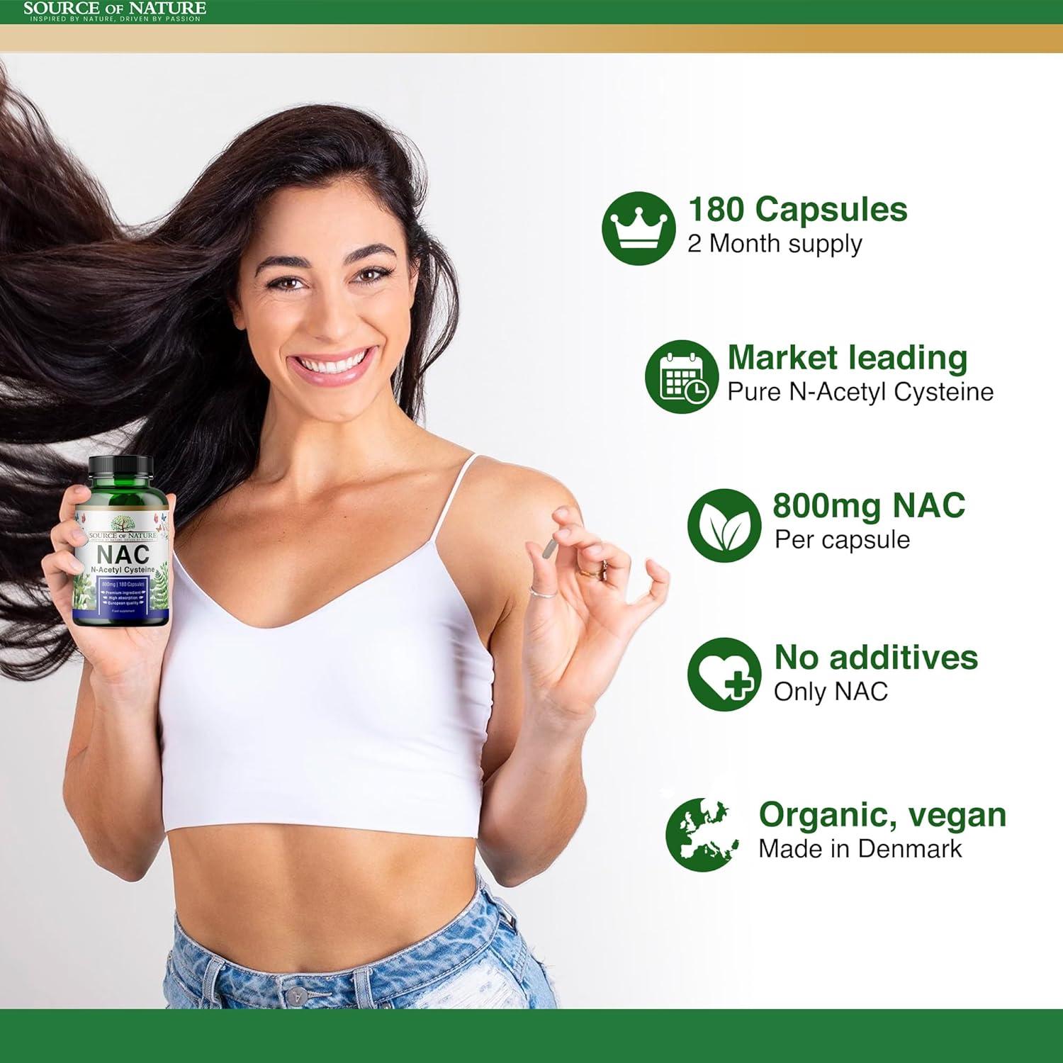 NAC 800mg 180 Capsules | Source of Nature | N-Acetyl Cysteine | Vegan ...
