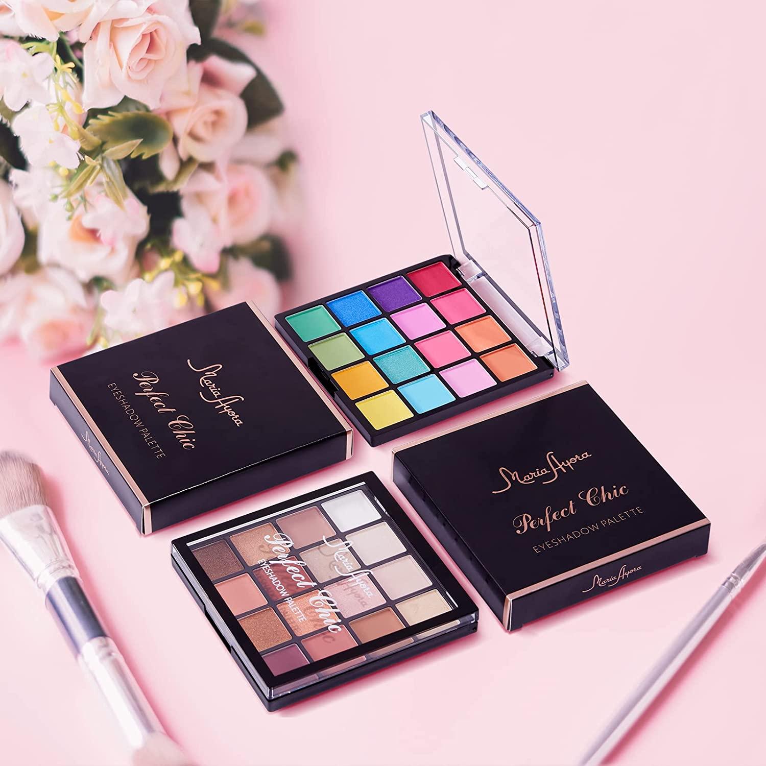 Professional 16-Color Eyeshadow Palette Set - Warm Neutrals & Brights ...