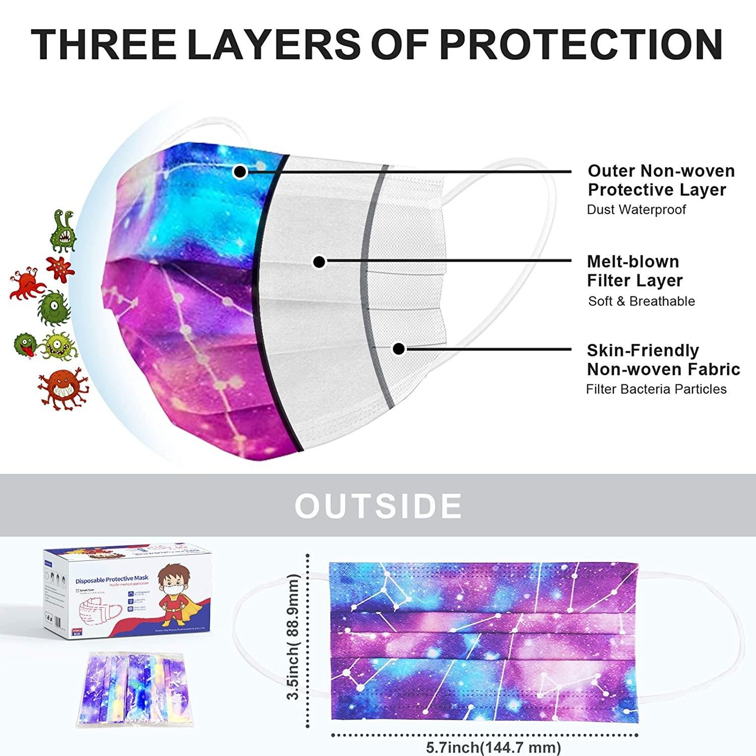 Tie Dye Kids Disposable Face Masks - Individually Wrapped, Colorful ...