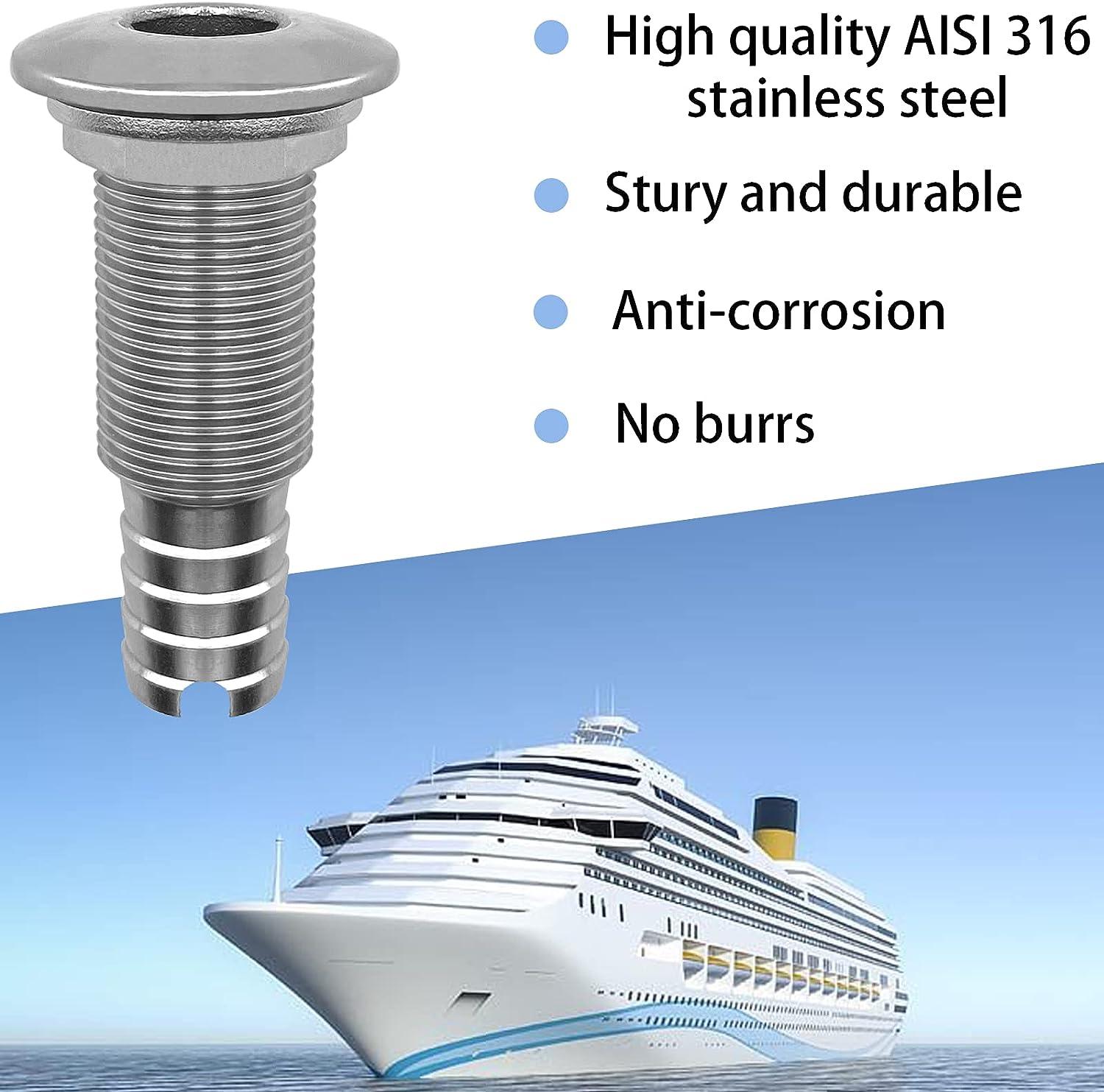iSure Marine Stainless Steel 1 Barbed Straight Thru-Hull Drain ...