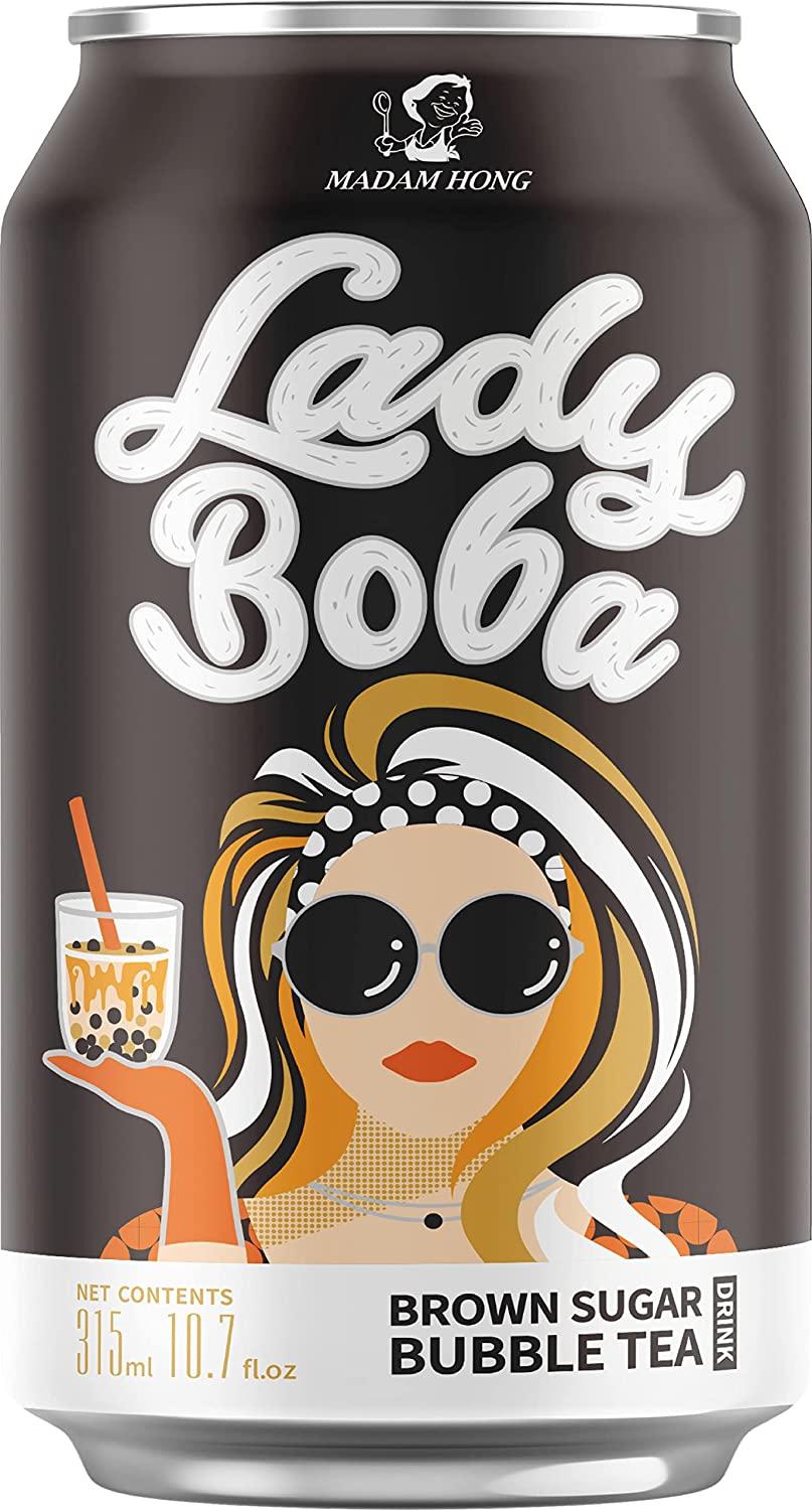 (Pack of 12) Lady Boba Milk Bubble Tea with Boba Pearls in a Can (10 ...