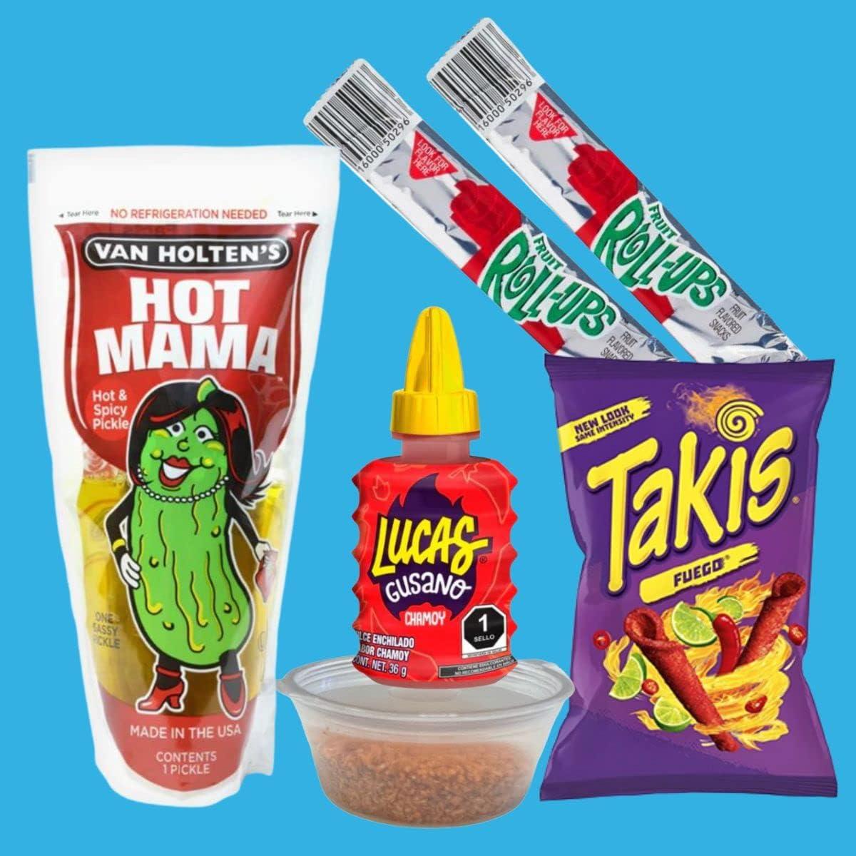 Chamoy Pickle Kit Fuego Taki's - Pickle Lucas Chamoy Fruit Roll Up ...