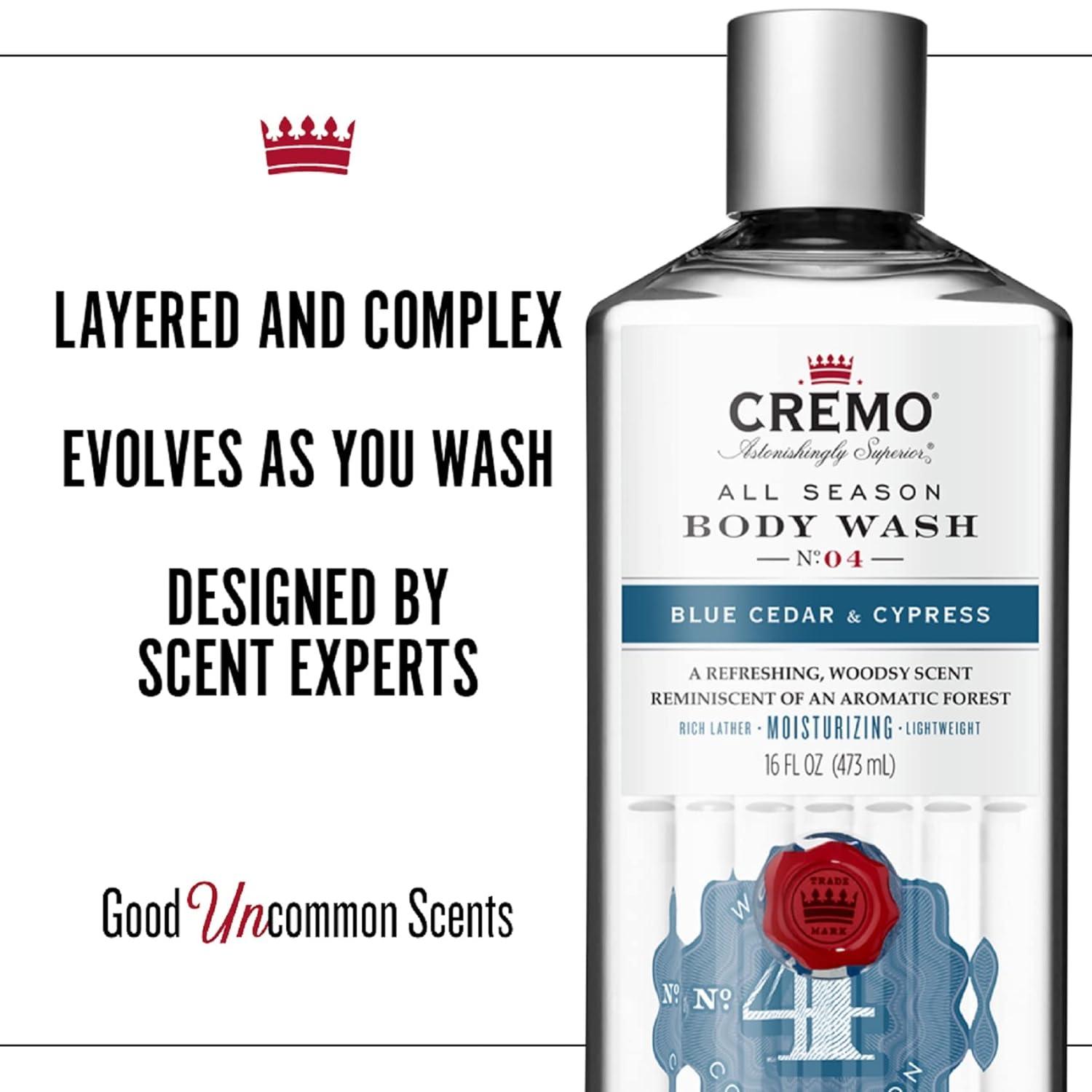 Cremo Rich-Lathering Blue Cedar & Cypress Body Wash - Woodsy Scent with ...