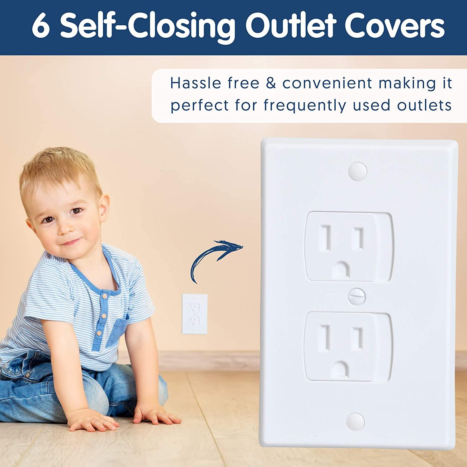 6-Pack Self Closing Outlet Covers - White Easy to Install Baby Proof ...