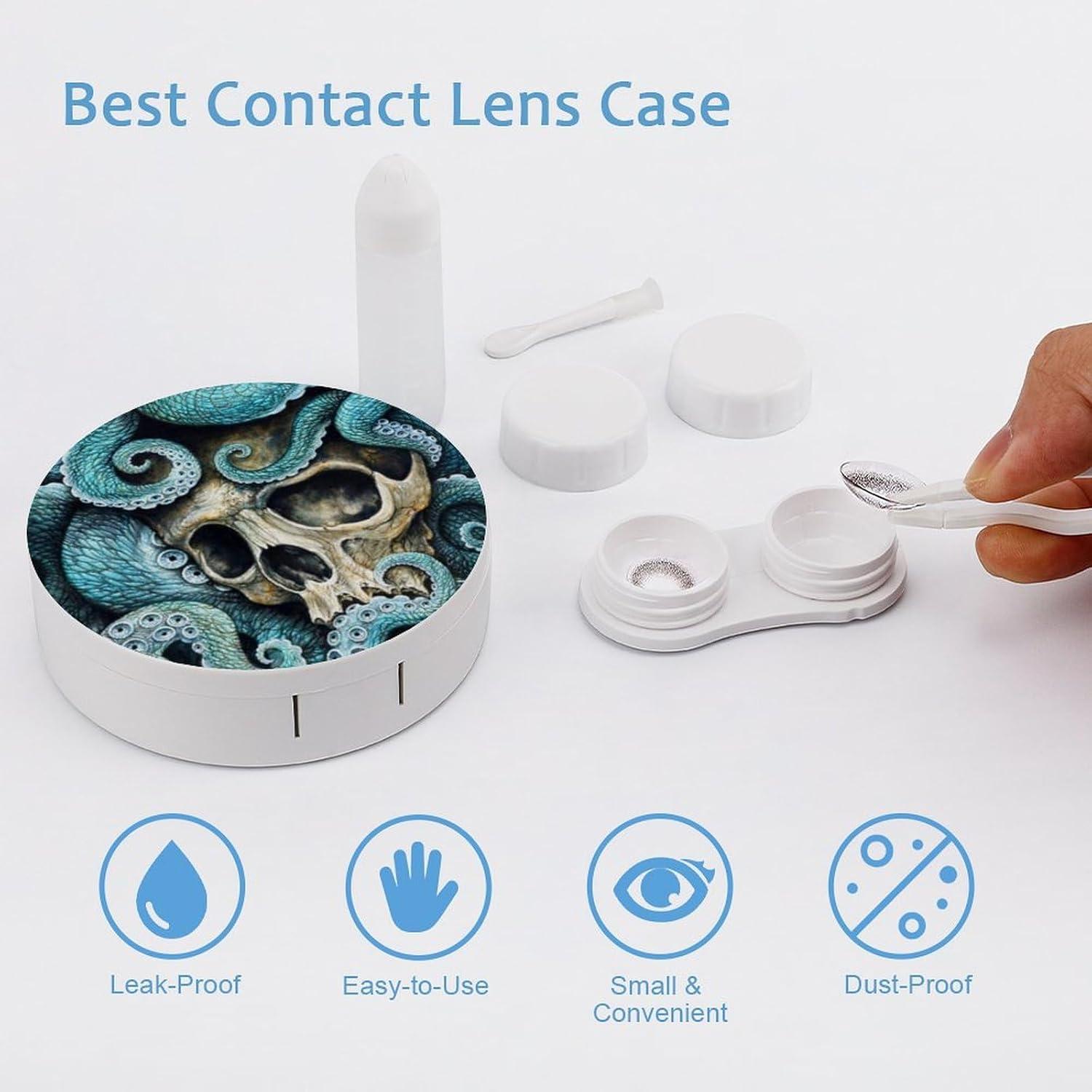 Skull Octopus Art Contact Lens Kit - Portable Storage Box with Mirror ...