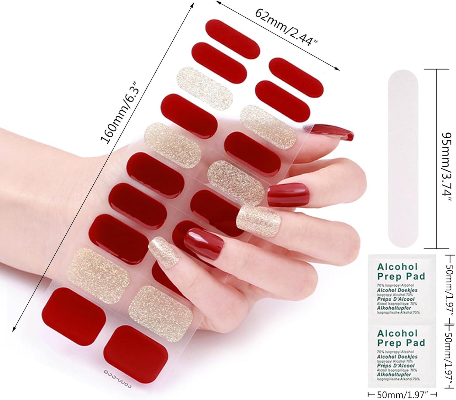 20 Sticker Semi Cured Gel Strips Gel Nail Full Wraps Strips Gel Nail ...