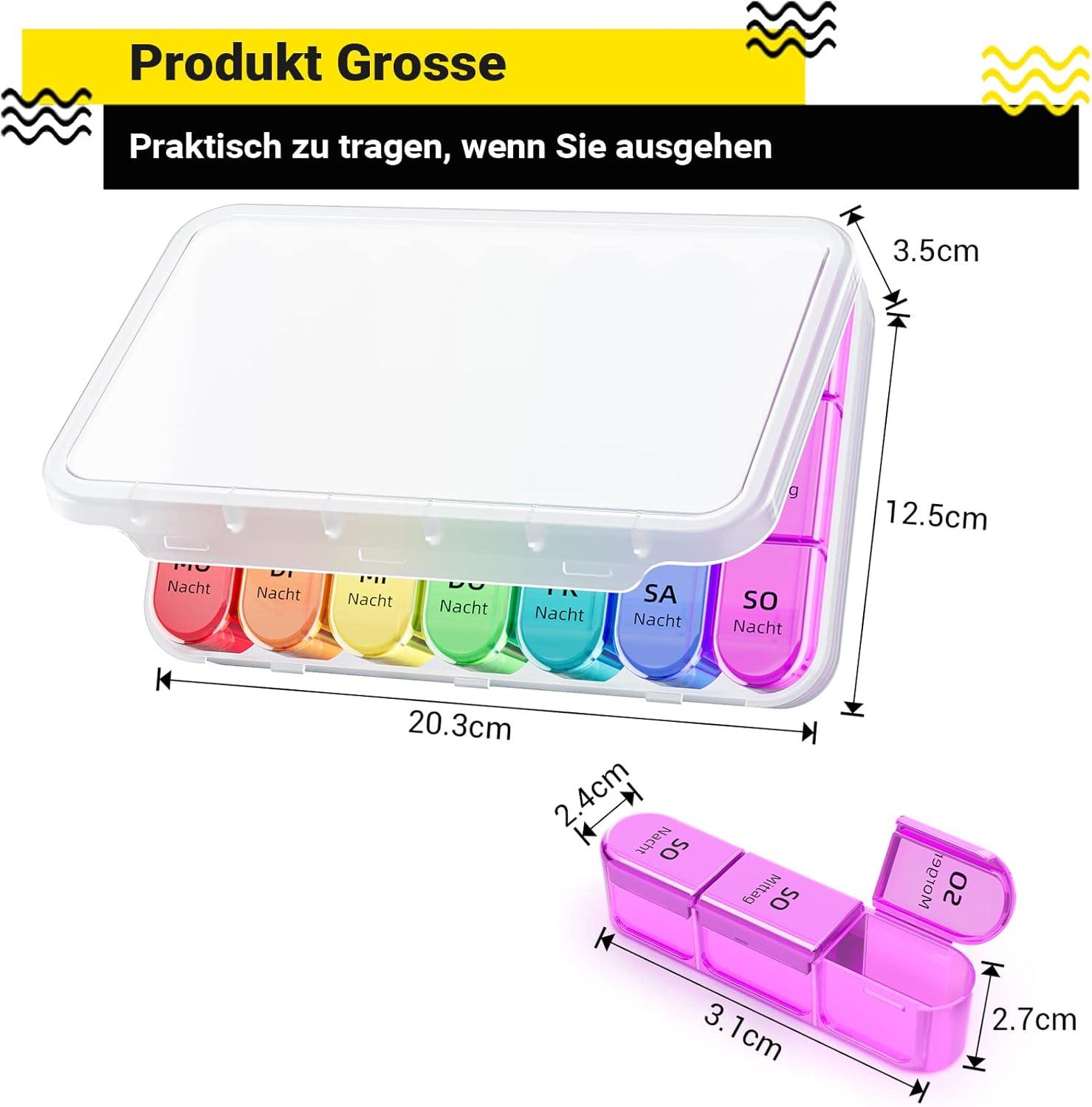 Tablet Box - 7 Days 3 Compartments | German Pill Organizer with 21 ...