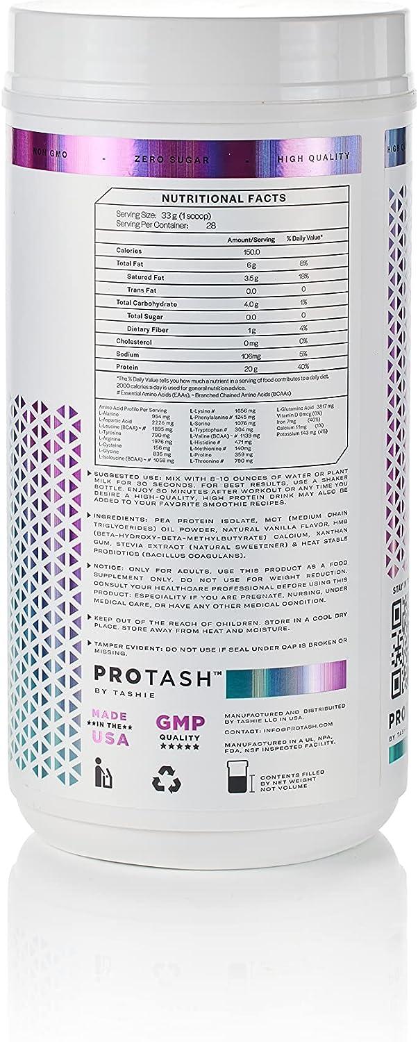 PROTASH Vegan Protein Powder by TASHIE - 20g Pea Protein, Non GMO, Zero ...