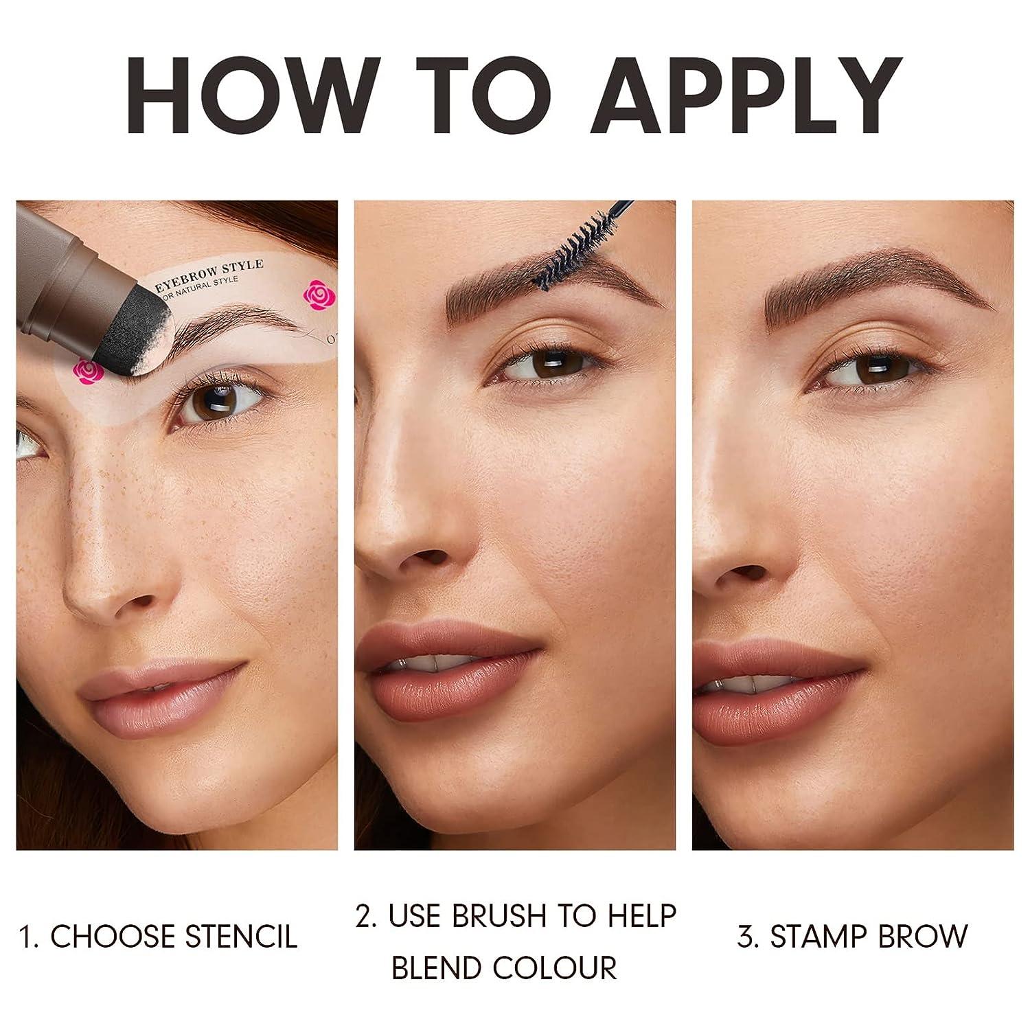 Eyebrow Stamp Stencil Kit - Beginner-Friendly 1-Step Brow Stencil and ...