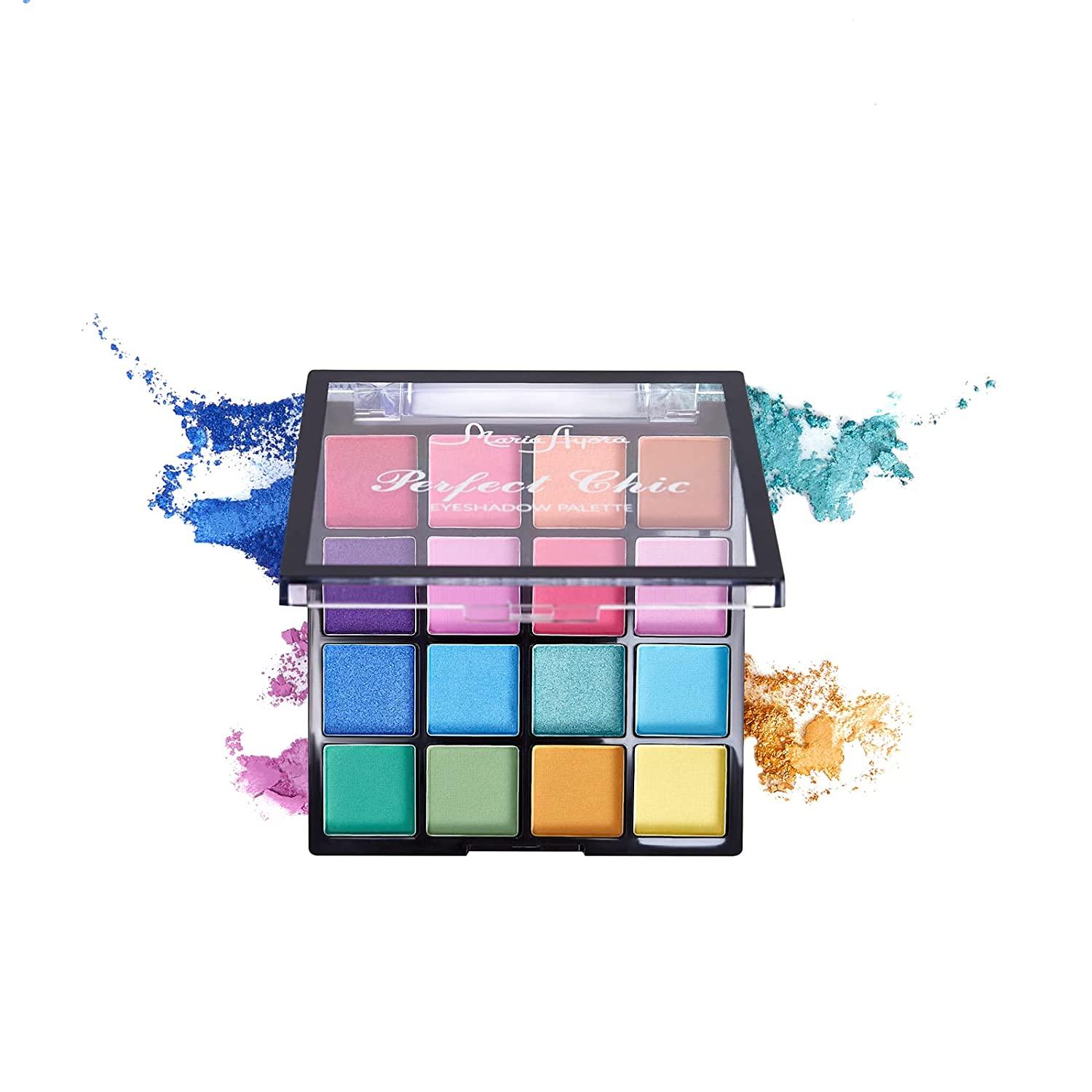Professional 16-Color Eyeshadow Palette Set - Warm Neutrals & Brights ...