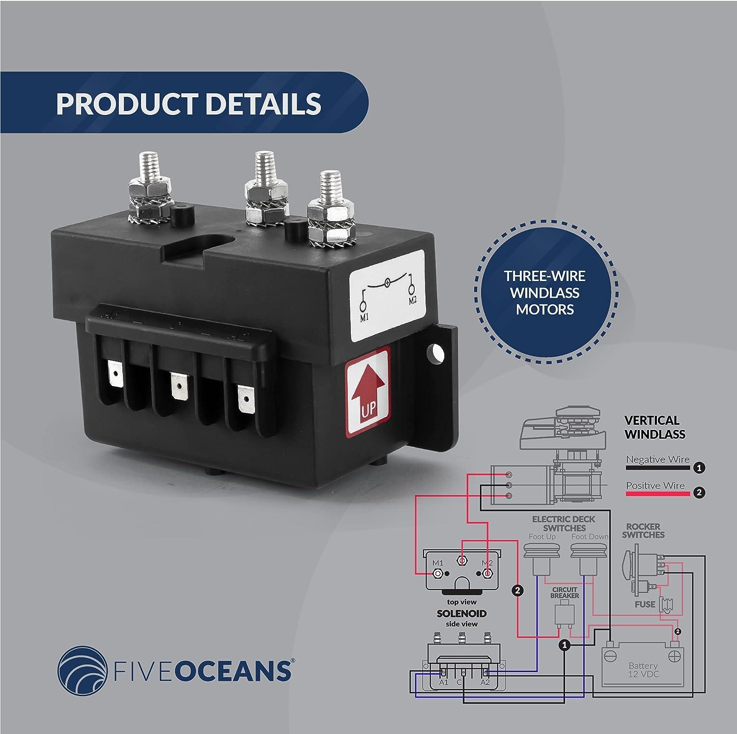Five Oceans FO3293 Dual Direction Reversing Windlass Solenoid - 12V ...