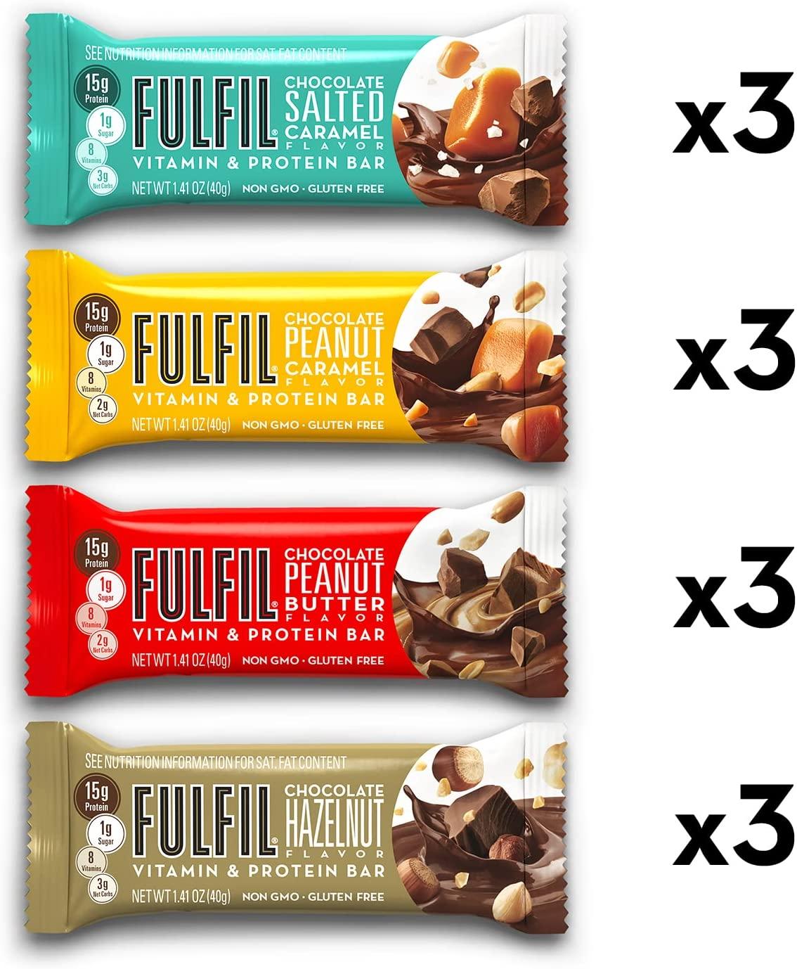 FULFIL Vitamin & Protein Snack Bars Variety Pack - 15g Protein, 8 ...