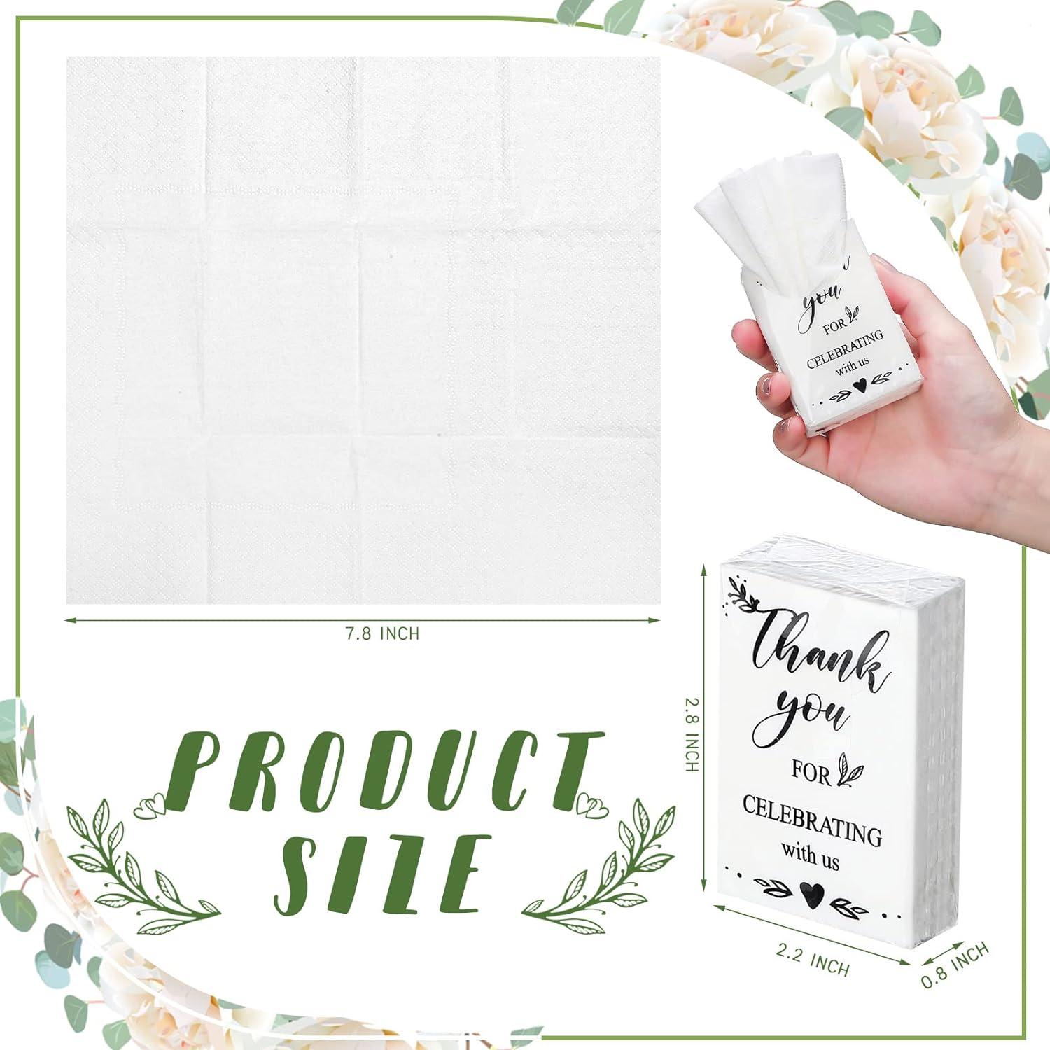 100 Pack Wedding Facial Tissues - Thank You Celebration Pocket Tissue ...