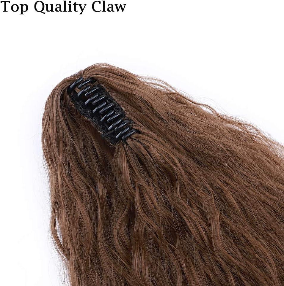 24" Corn Wave Ponytail Extension Claw Clip on Ponytails Wavy Curly Hair ...