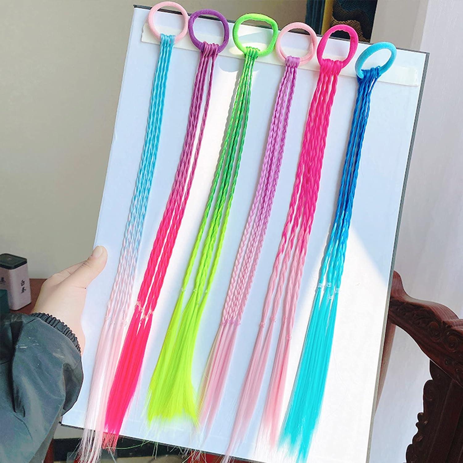 Neon Braided Hair Strands for Kids - Colorful Synthetic Hair Jewelry ...