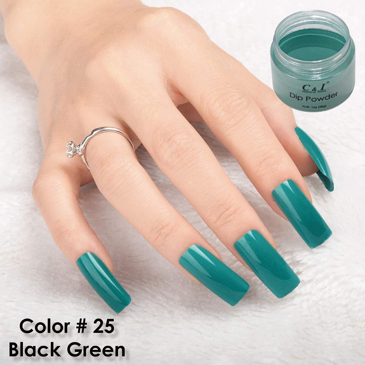 Dip Powder Color No.25 Black Green Blue Color System Nail Gel 1 oz ...