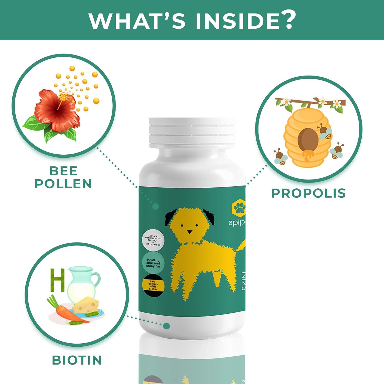 ApiPet Skin - Bee Pollen Propolis & Biotin Supplement for Dogs ...