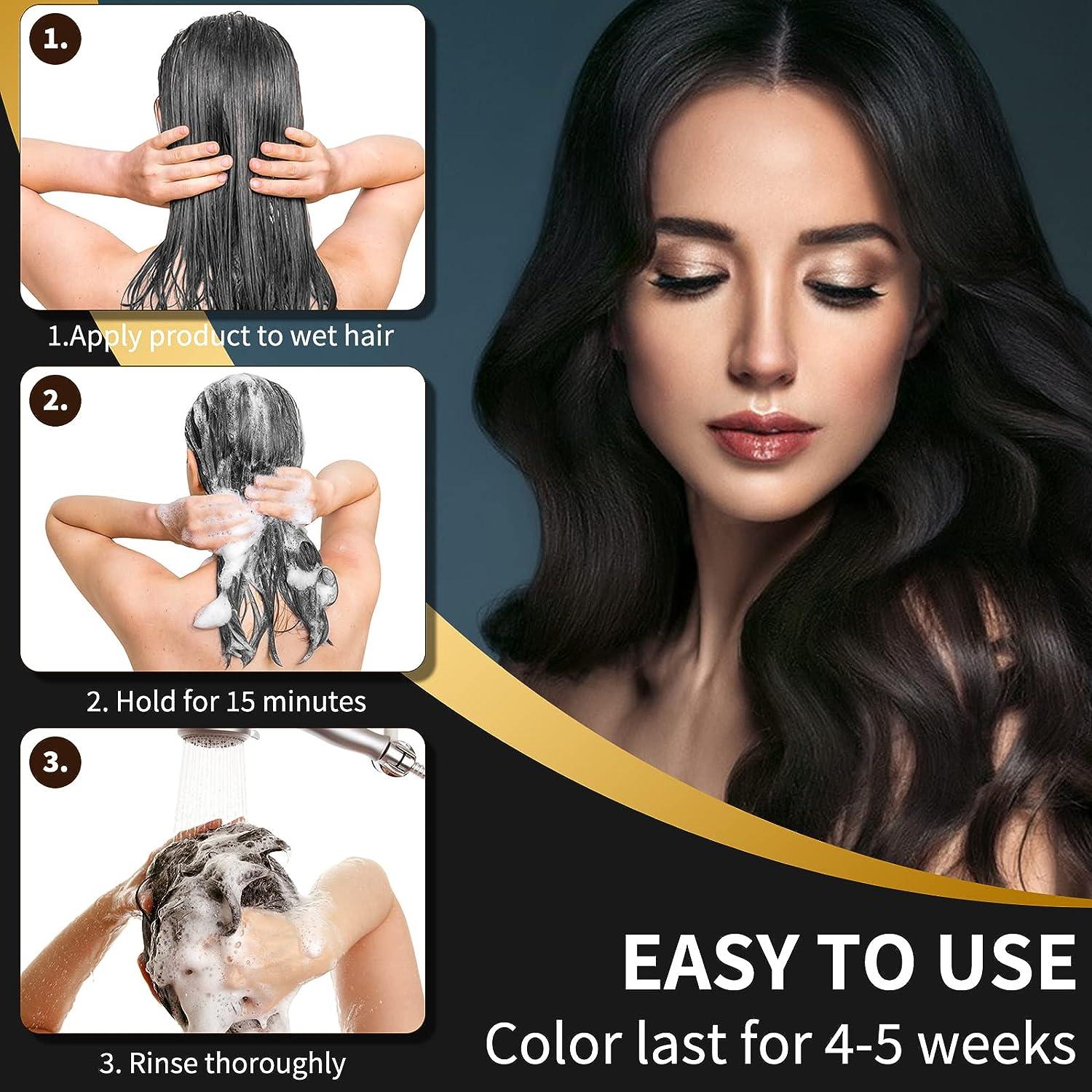 IVNIL Instant Black Hair Color Shampoo for Gray Hair 3-In-1 Semi ...