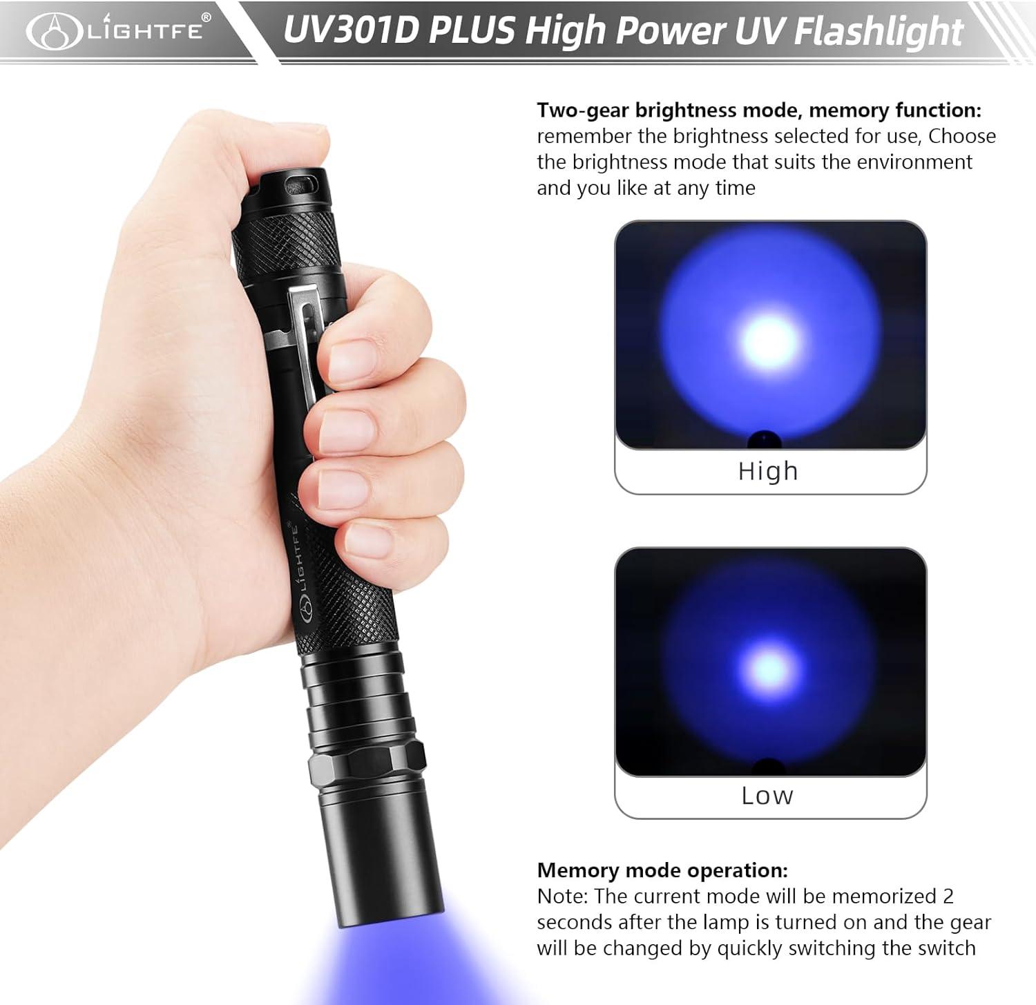 LightTFE UV301D Plus UV lamp 365NM Portable Ultraviolet Torch LED Torch ...