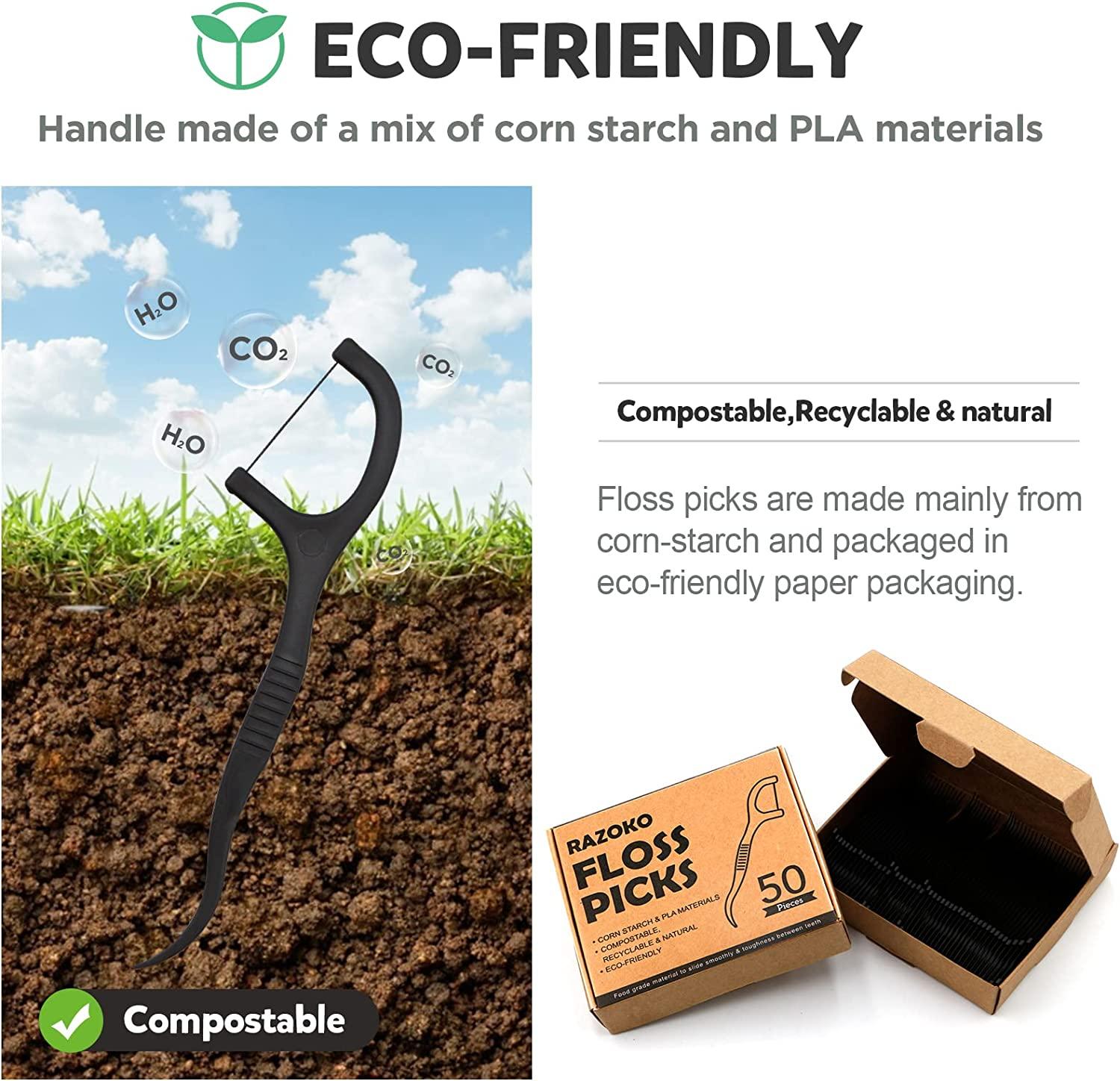 Natural Charcoal Dental Floss Picks - High Toughness Toothpicks Sticks ...