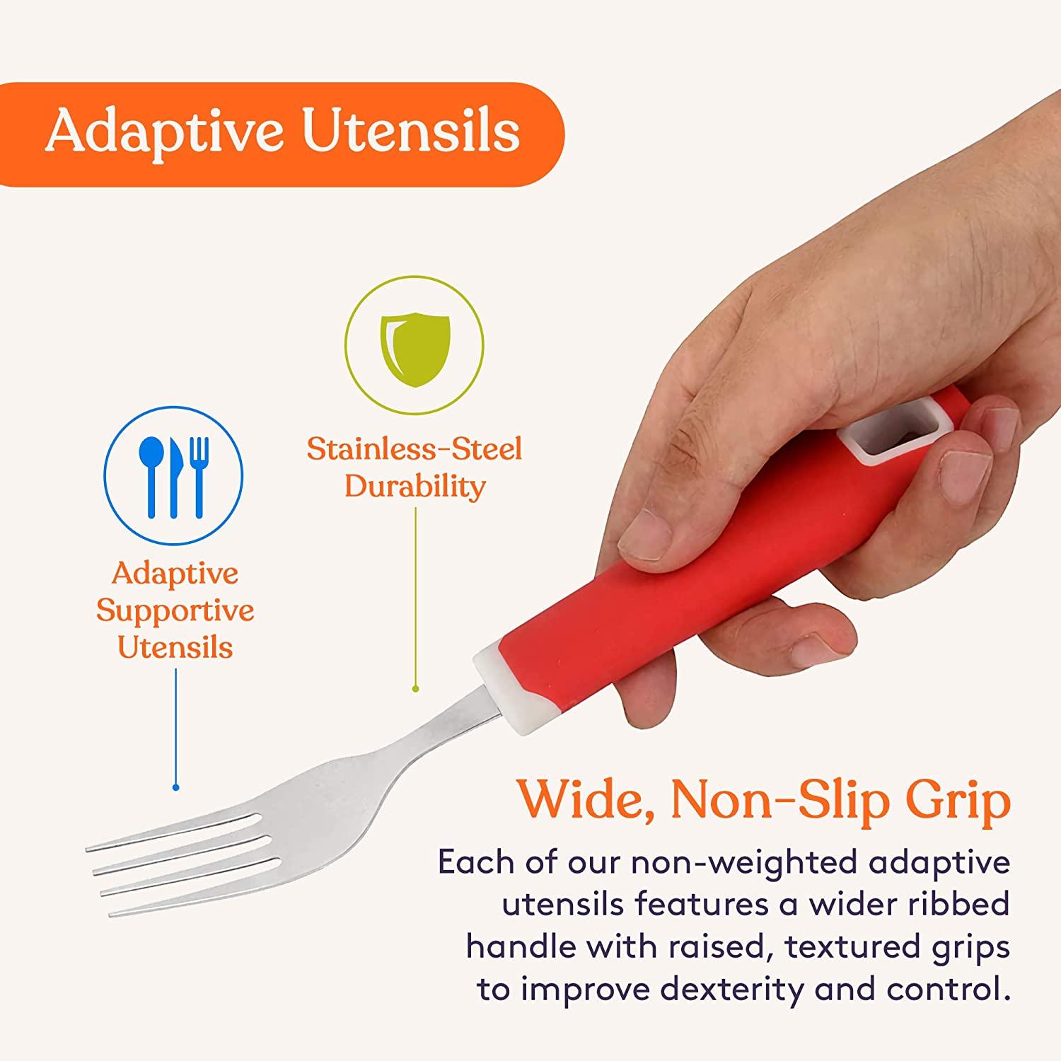 Special Supplies Adaptive Utensils 5-Piece Set - Non-Weighted, Non-Slip ...