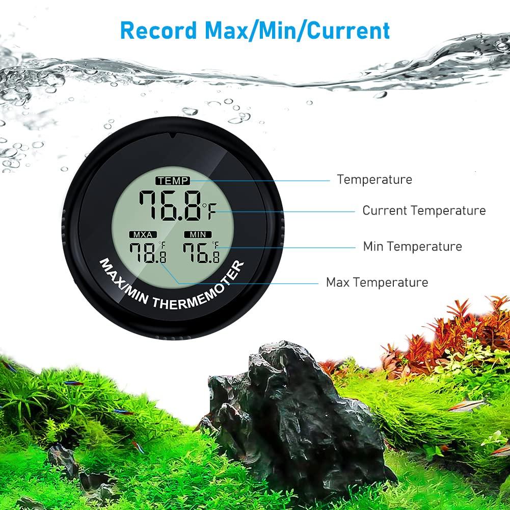 2-Pack Digital Aquarium Thermometer for Fish Tank - High Accuracy LCD ...