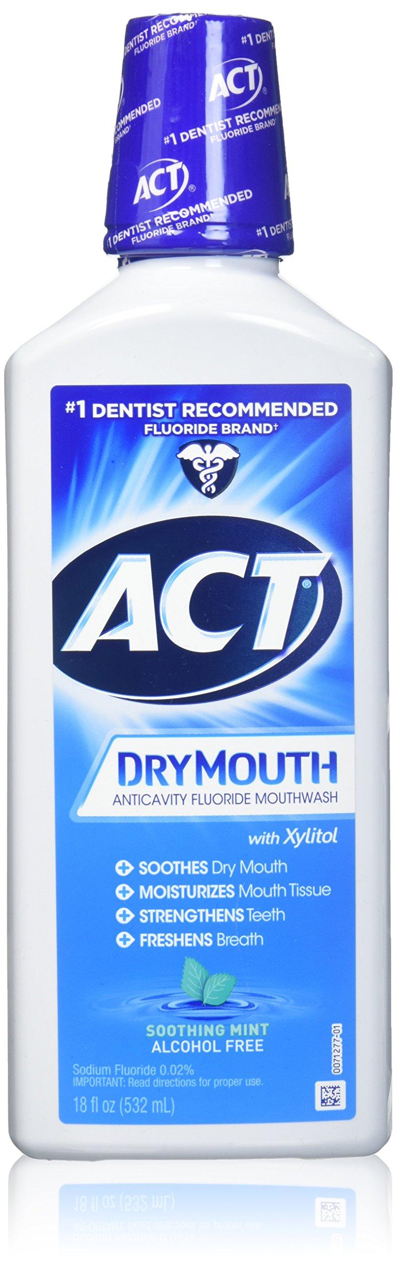 ACT Dry Mouth Mouthwash Mint 18 Fl Oz - Pack of 3 | Hydrating Oral ...