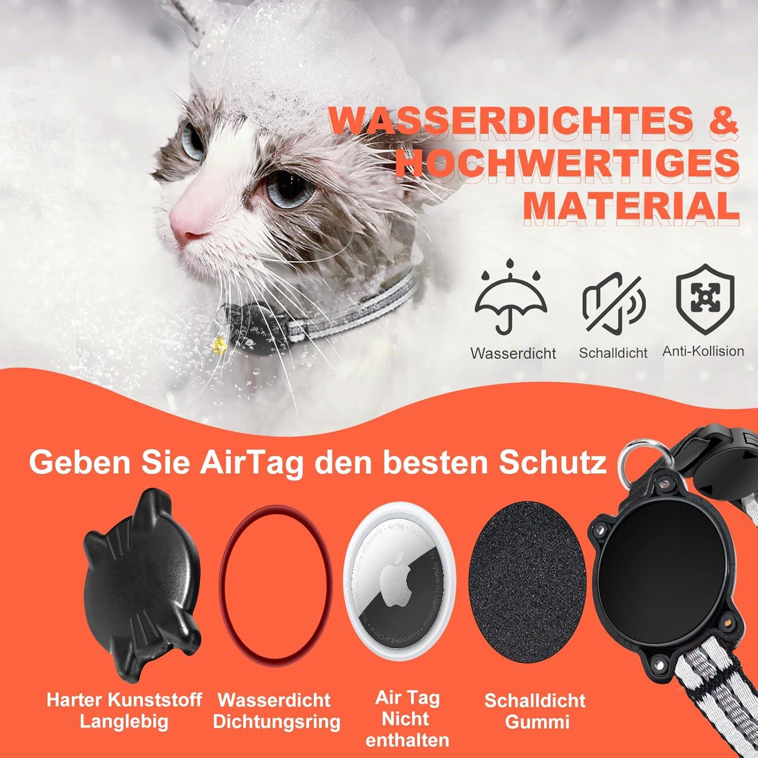 Airtag Cat Collar - Waterproof & Reflective Neck Band for Kittens ...