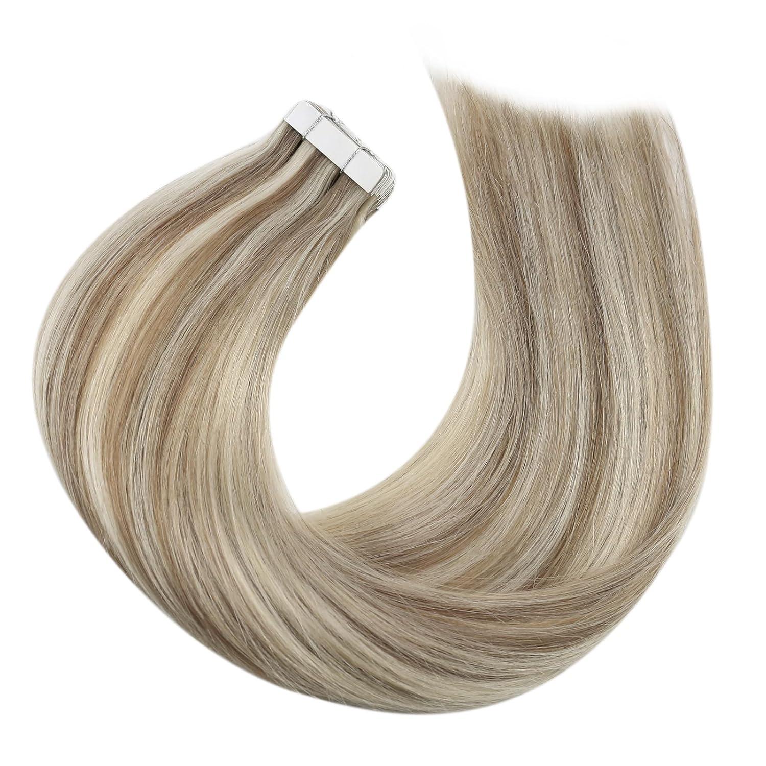 Moresoo 45 cm Remy Real Hair Extensions - Seamless Tape In Light Brown ...
