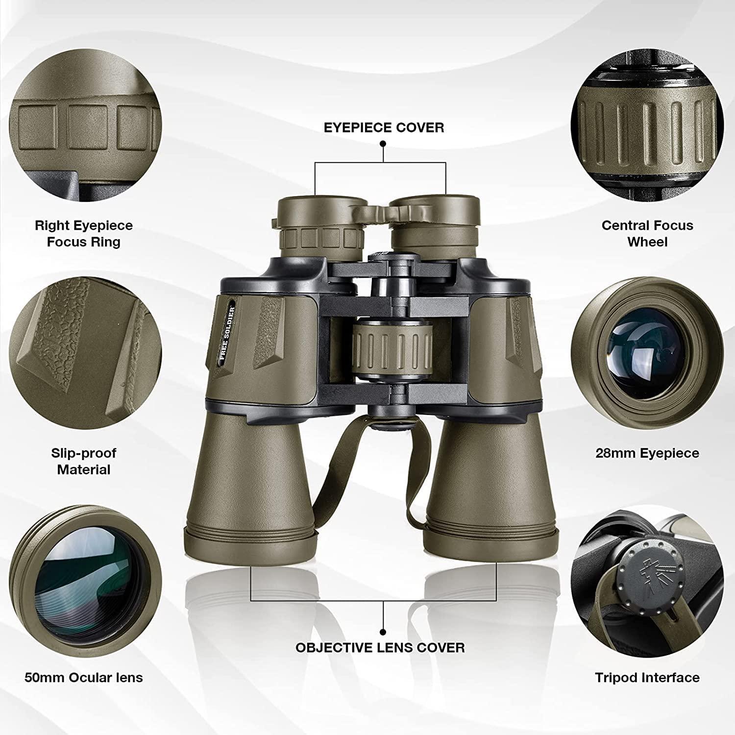 20x50 Military Binoculars with Smartphone Adapter - Waterproof Tactical Binoculars for Bird ...