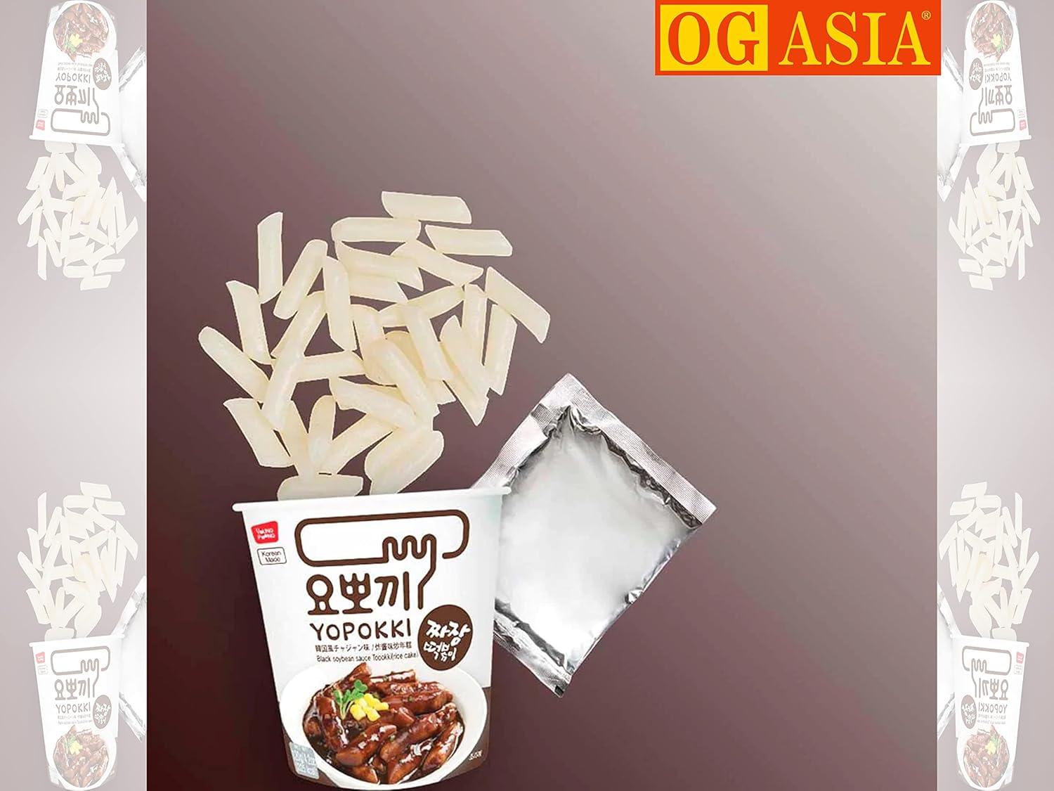 Yopokki Double Pack Sweet/Spicy + Jjajang Beans - Tteokbokki Rice Cake Cups - 260g OG Asia ...