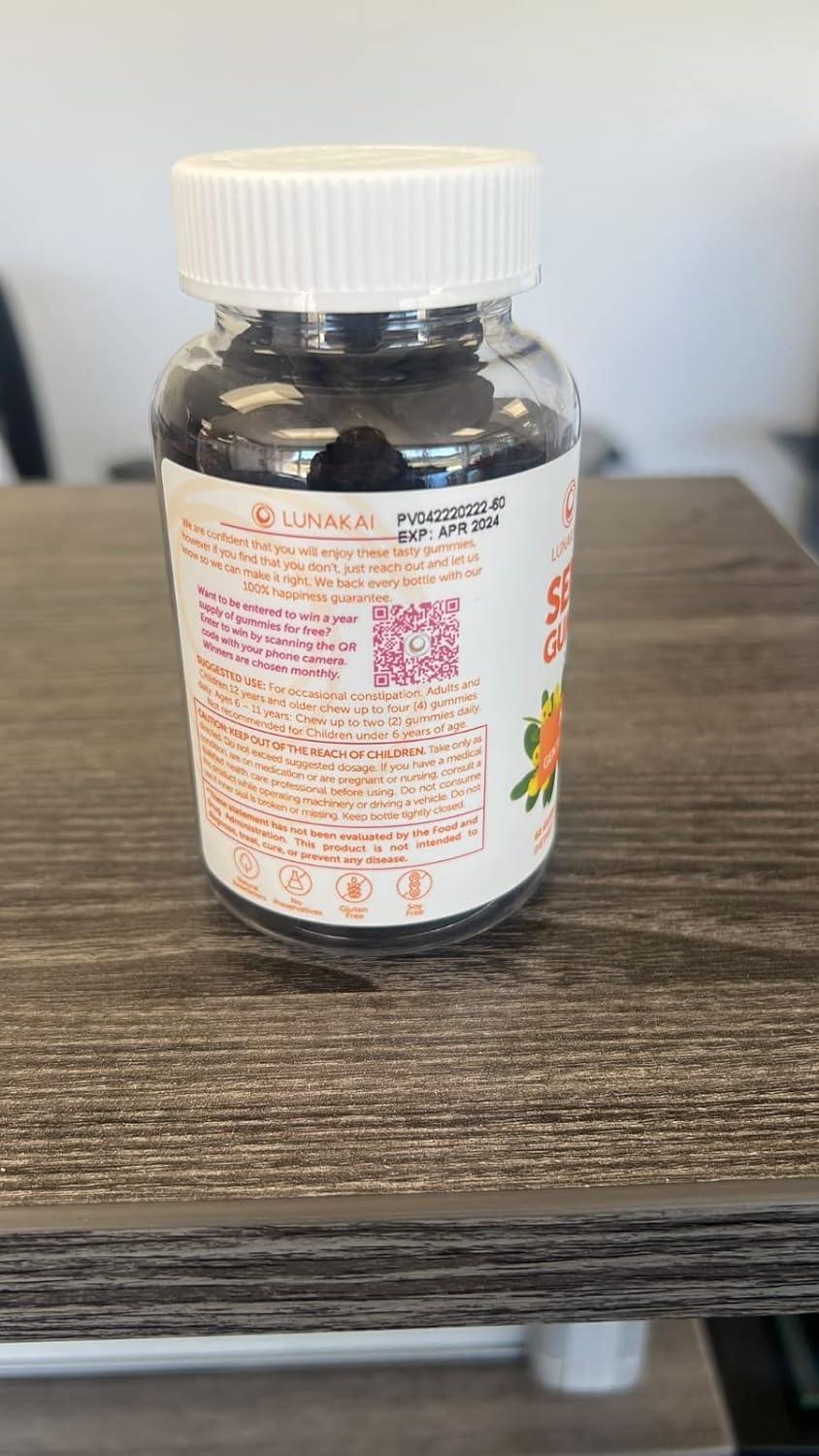 Senna Laxative Gummies - Natural, Vegan, Non-GMO, 60 Count - Gentle ...