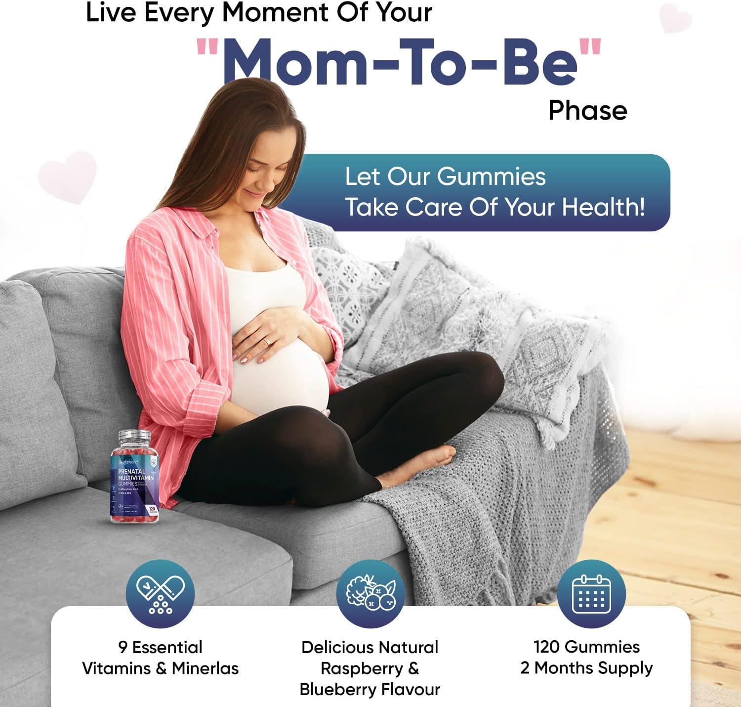 Prenatal Gummies with EPA & DHA | 2 Month Supply | Folate, Omega-3, 9 ...