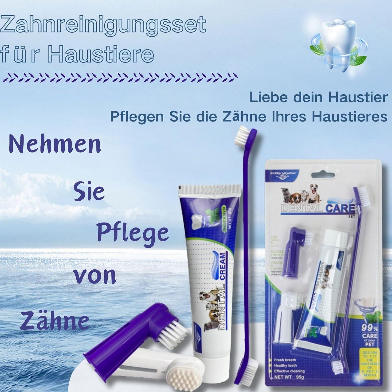 Dog Toothpaste & Care Set - Beef Flavor Toothpaste Brush & Caps ...