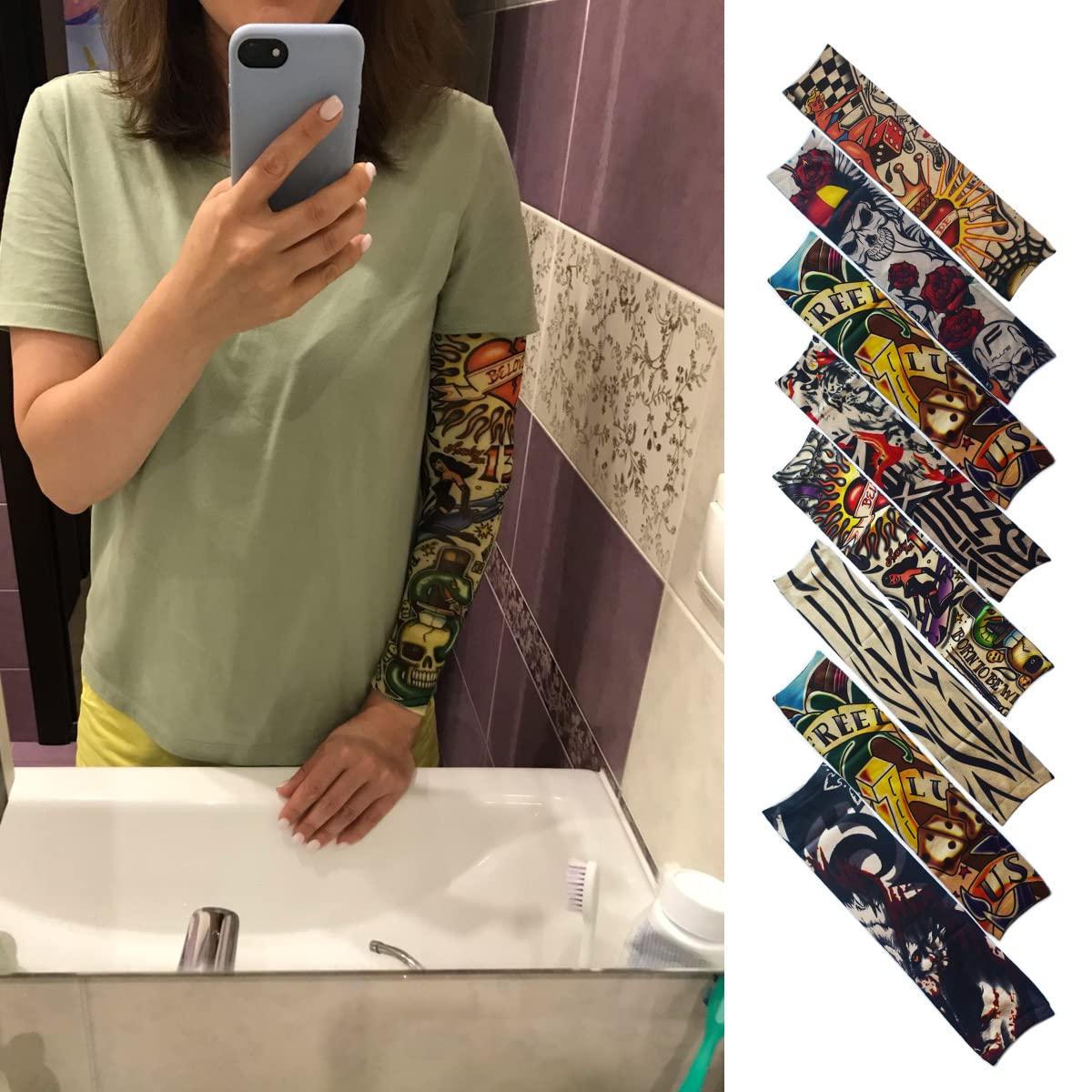 Men's 8pcs Temporary Tattoo Sleeves - Fake Slip On Sunscreen Arm ...