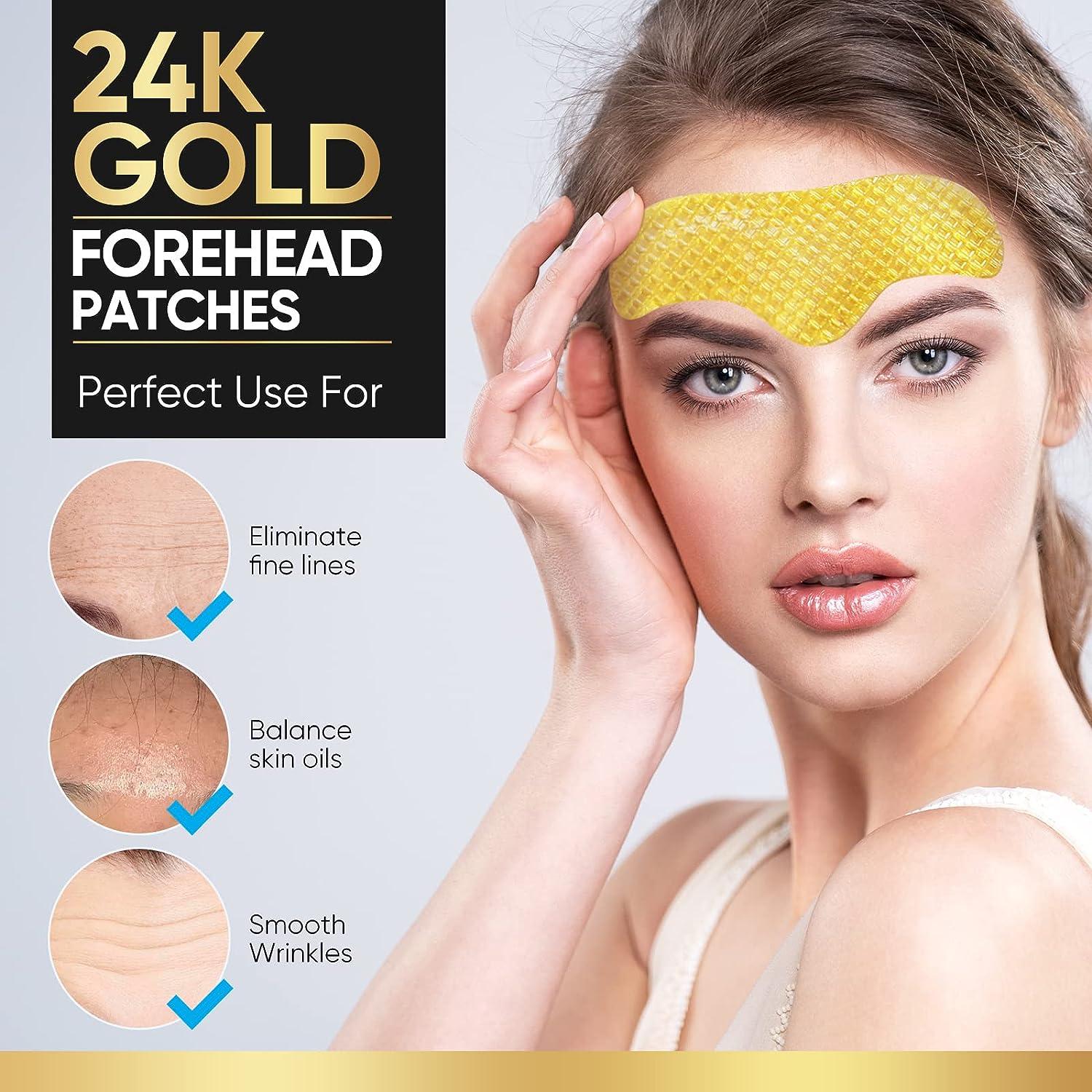 24K Gold Collagen Forehead Wrinkle Patches - Smooth Frown Lines | Buy ...