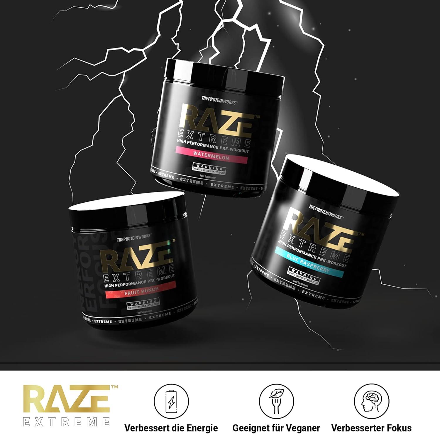Protein Works Raze Extreme Pre-Workout Powder - Fruit Punch | Creatine ...