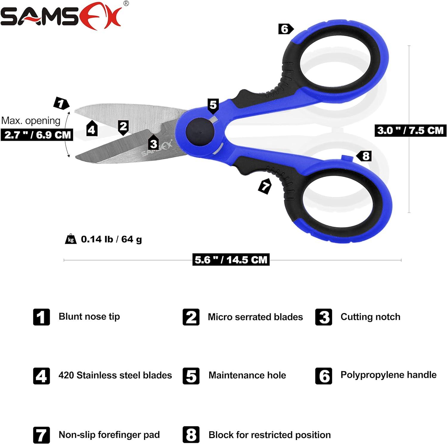 SAMSFX Heavy Duty Anti-Slip Serrated Fishing Scissors with Plastic Belt ...