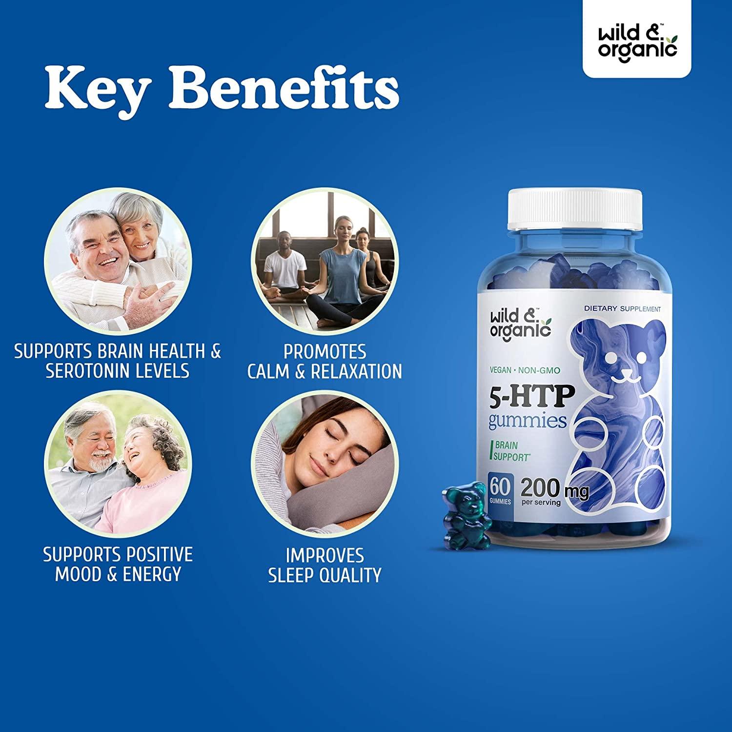 Organic Blueberry Flavored 5-HTP Gummies - Stress Relief & Mood Support ...