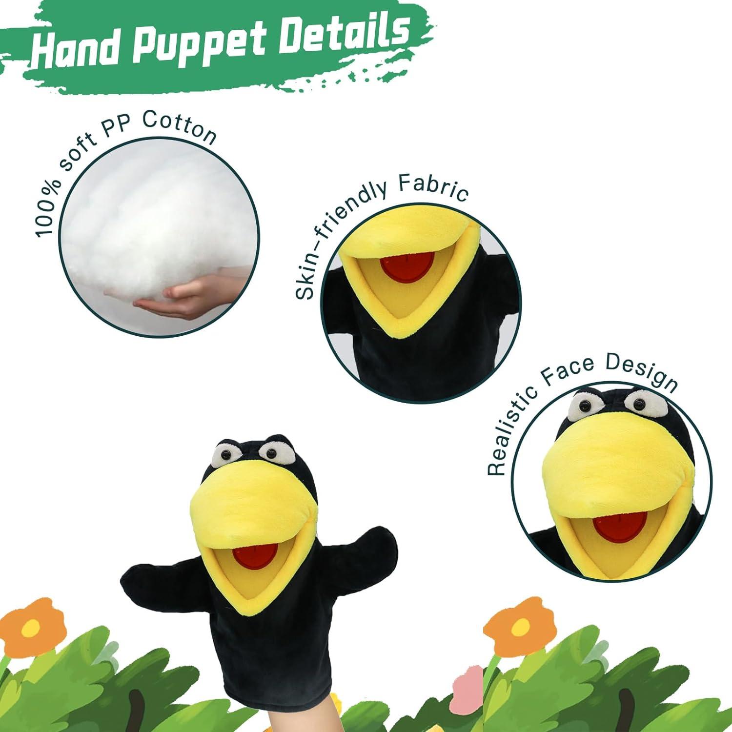 Lilizzhoumax Simulation Crow Hand Puppet Plush Toy - Interactive Early ...