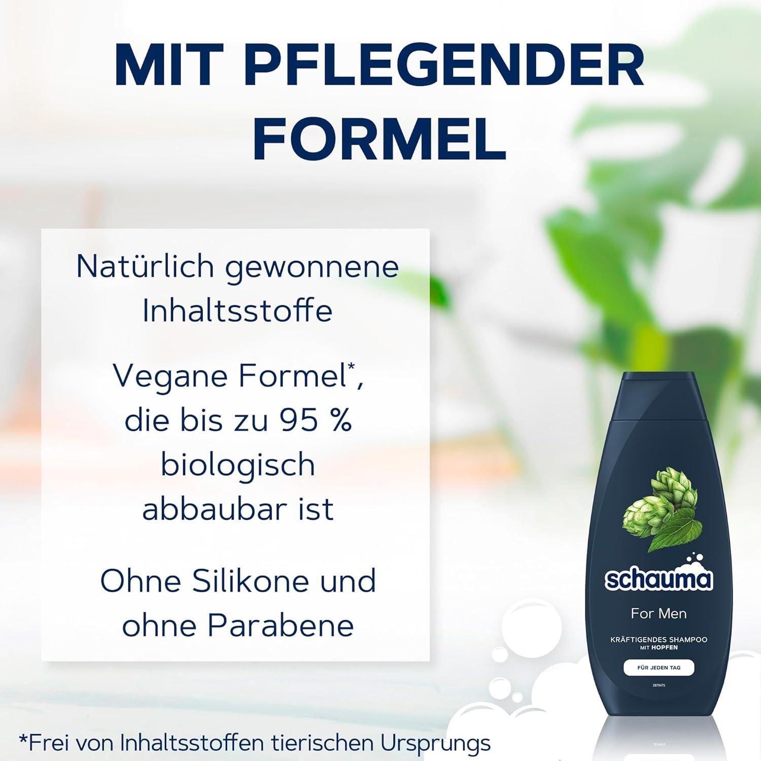 Schwarzkopf Schauma Men's Shampoo (2 x 400 ml) - Fortifying shampoo for ...